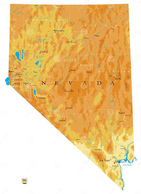 Nevada Highly Detailed Physical Map Stock Vector - Illustration of ...