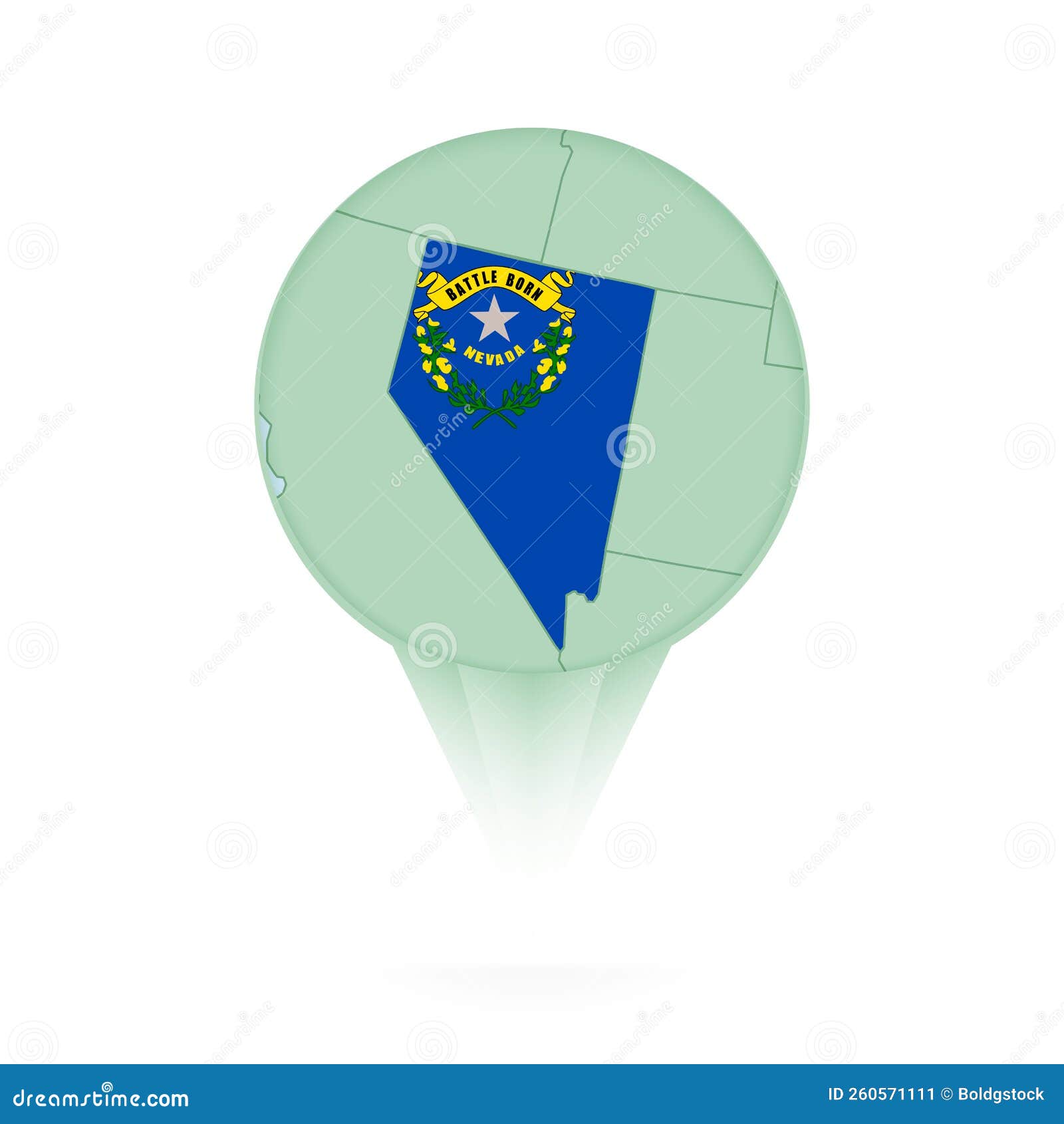 Nevada Map, Stylish Location Icon with Nevada Map and Flag Stock Vector ...