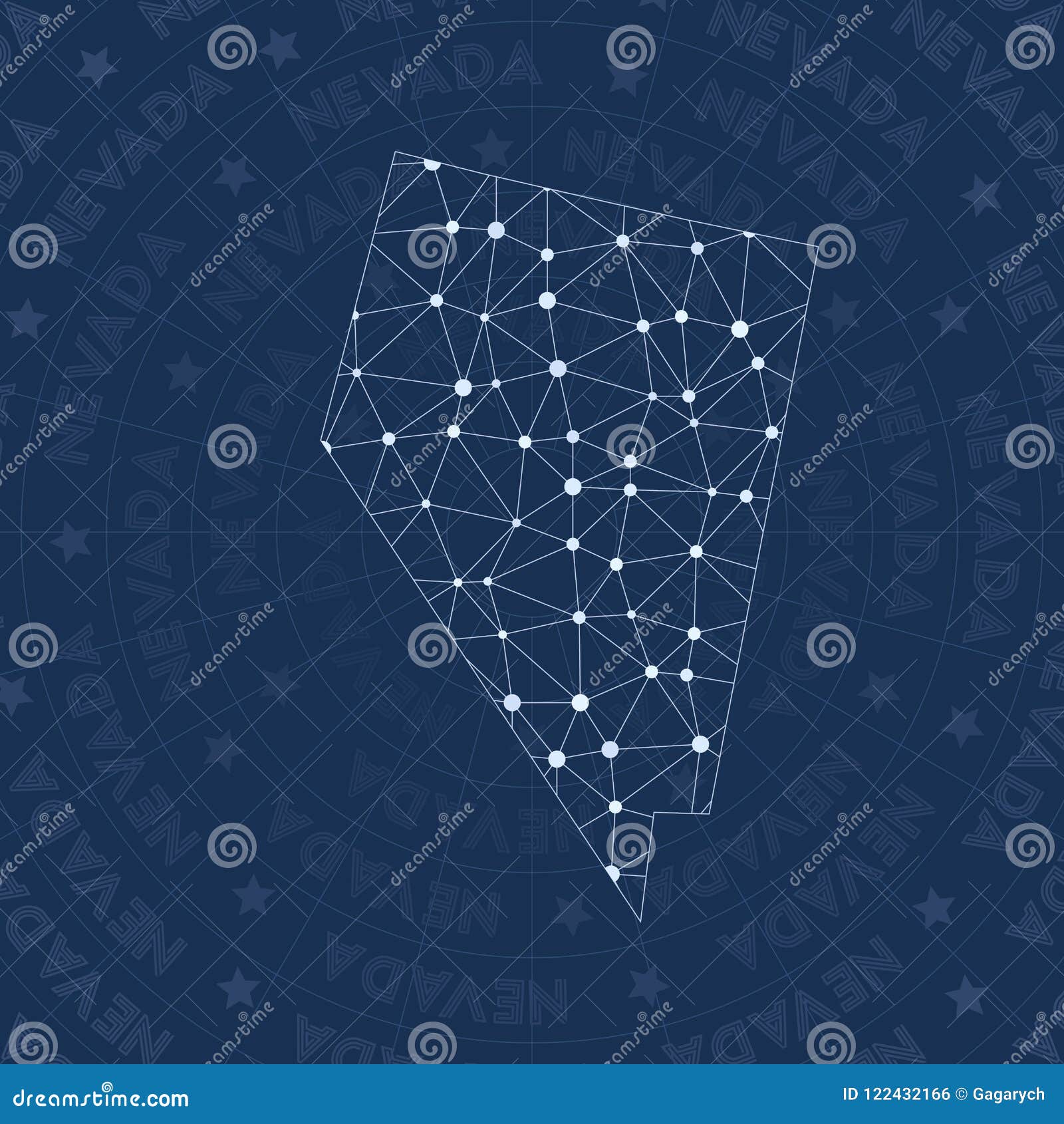 Nevada Network, Constellation Style Us State Map. Stock Vector ...