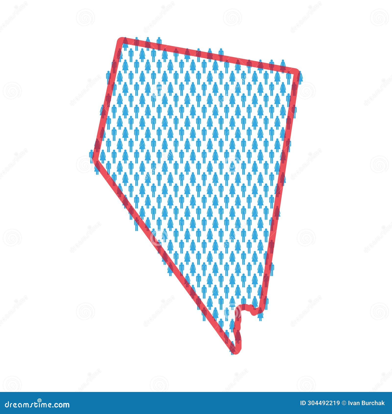 Nevada Population Map. Stick Figures People Map. Pattern of Men and ...