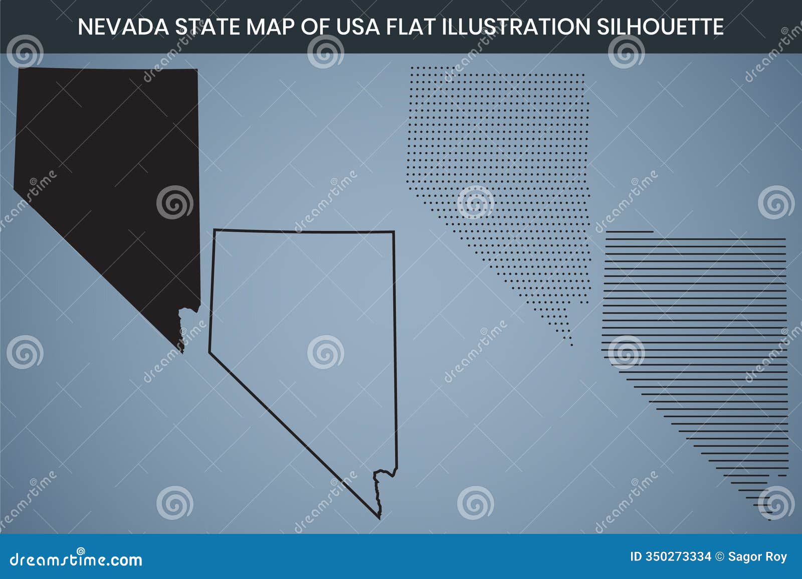 Nevada State Hand Drawn Outline Map of USA Stock Vector - Illustration ...