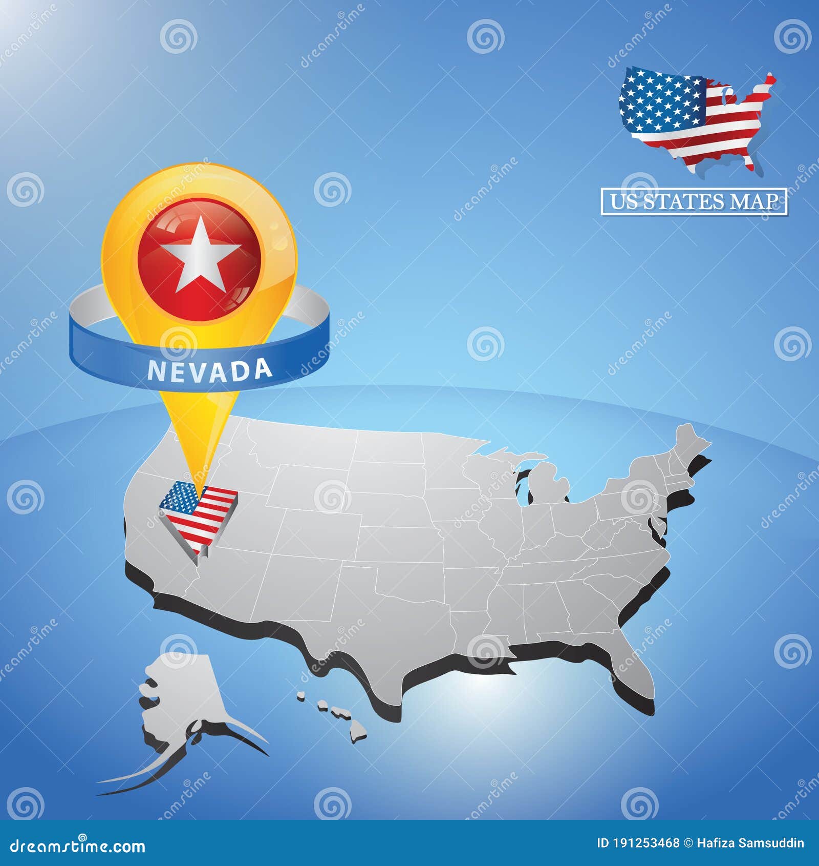 Nevada State on Map of Usa. Vector Illustration Decorative Design Stock ...