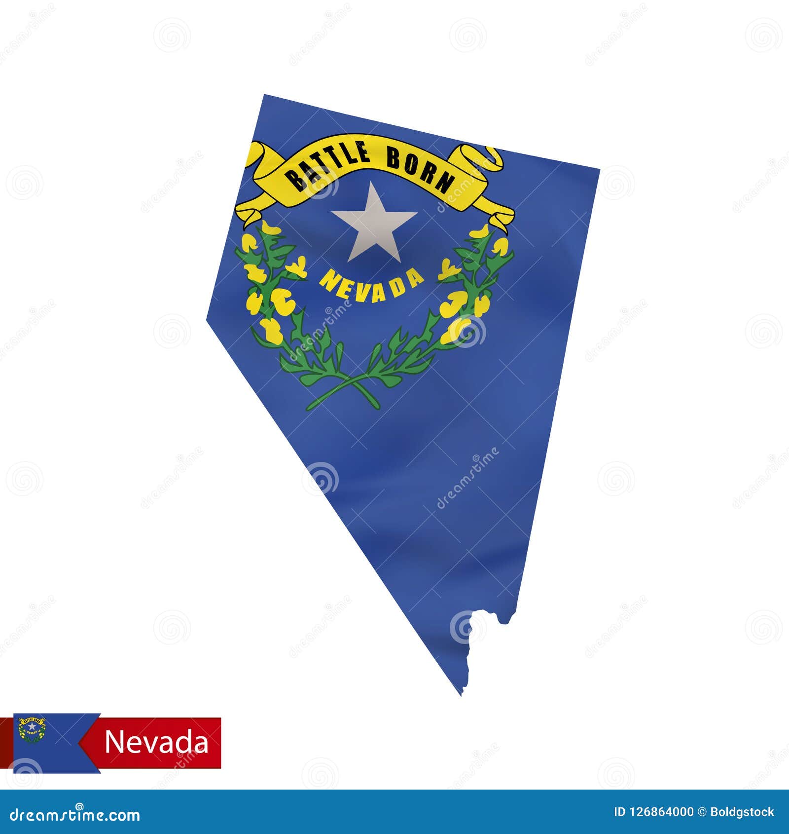 Nevada State Map with Waving Flag of US State. Stock Vector ...