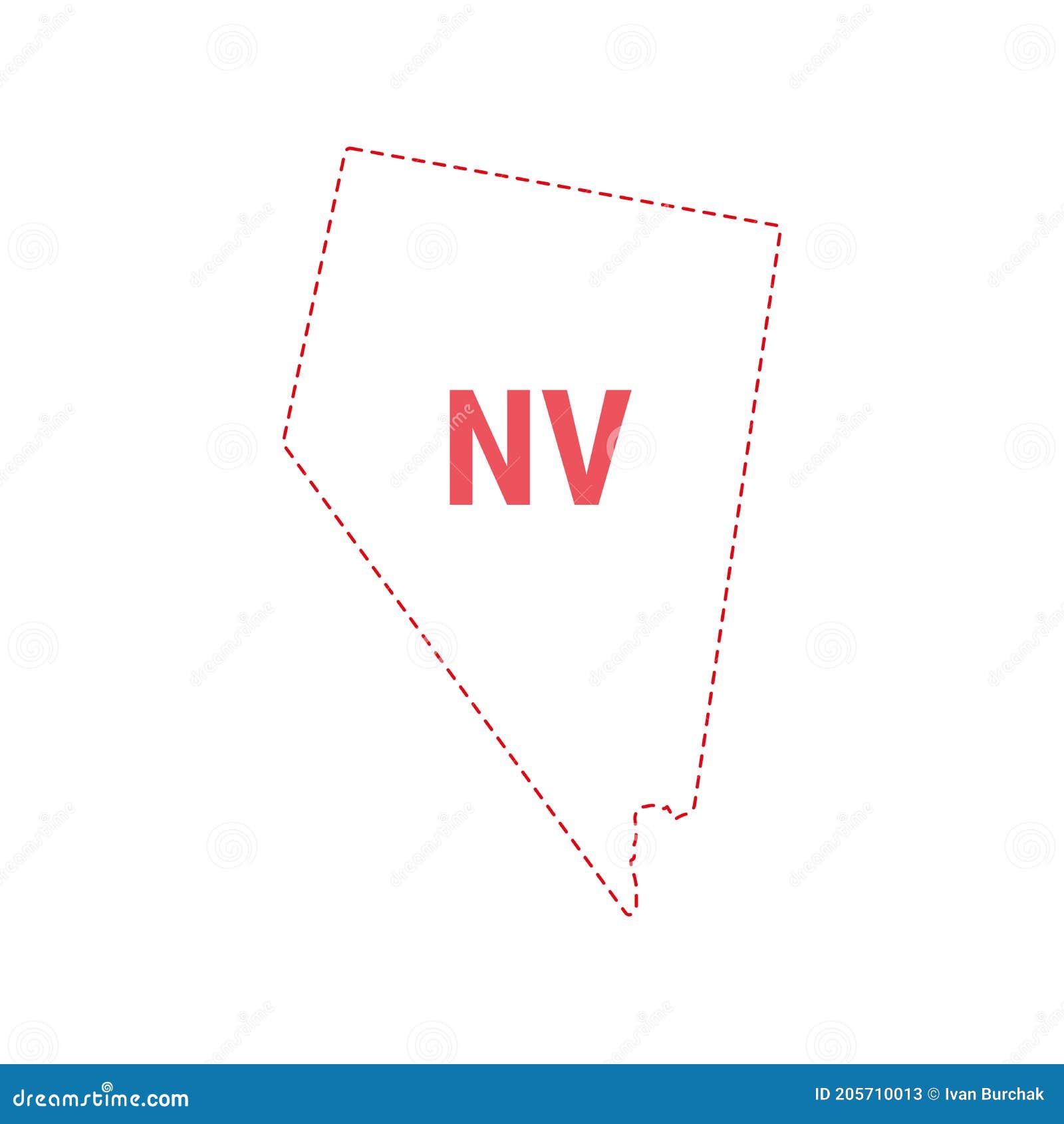 Nevada US State Map Outline Dotted Border Stock Vector - Illustration ...