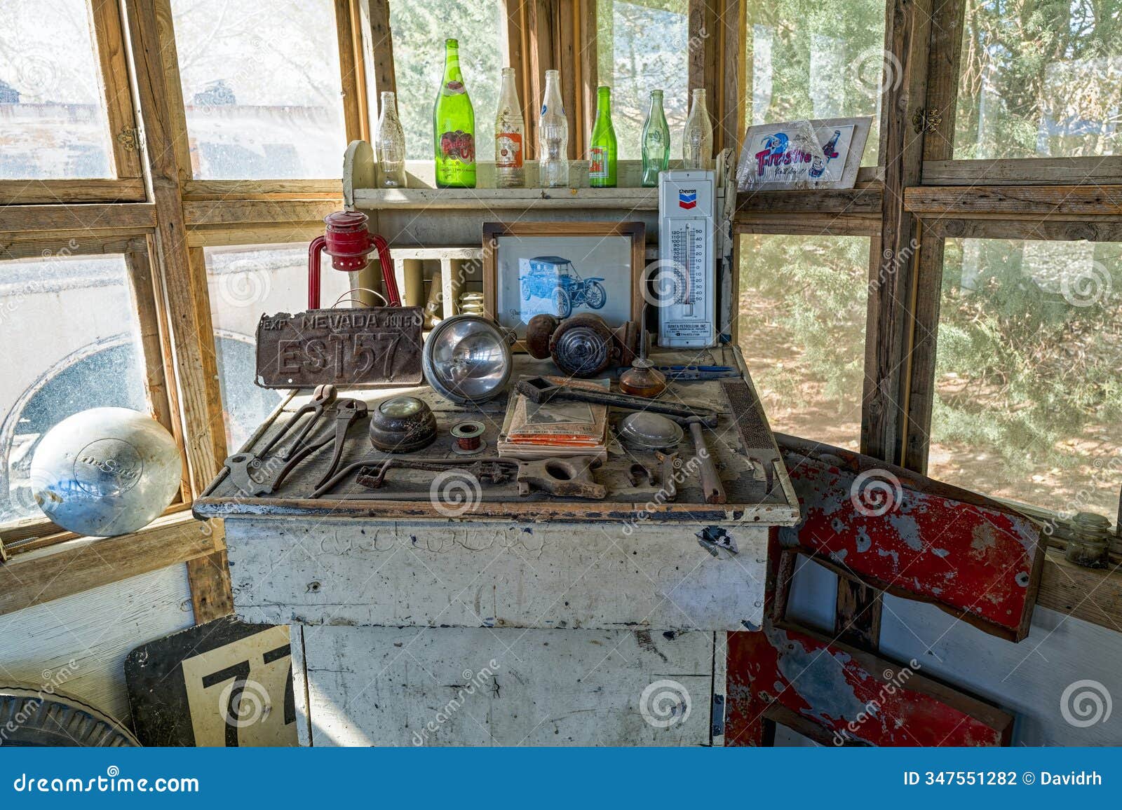 Nevada, USA - November 4, 2022: Rusting Tools on a Workbench in an ...