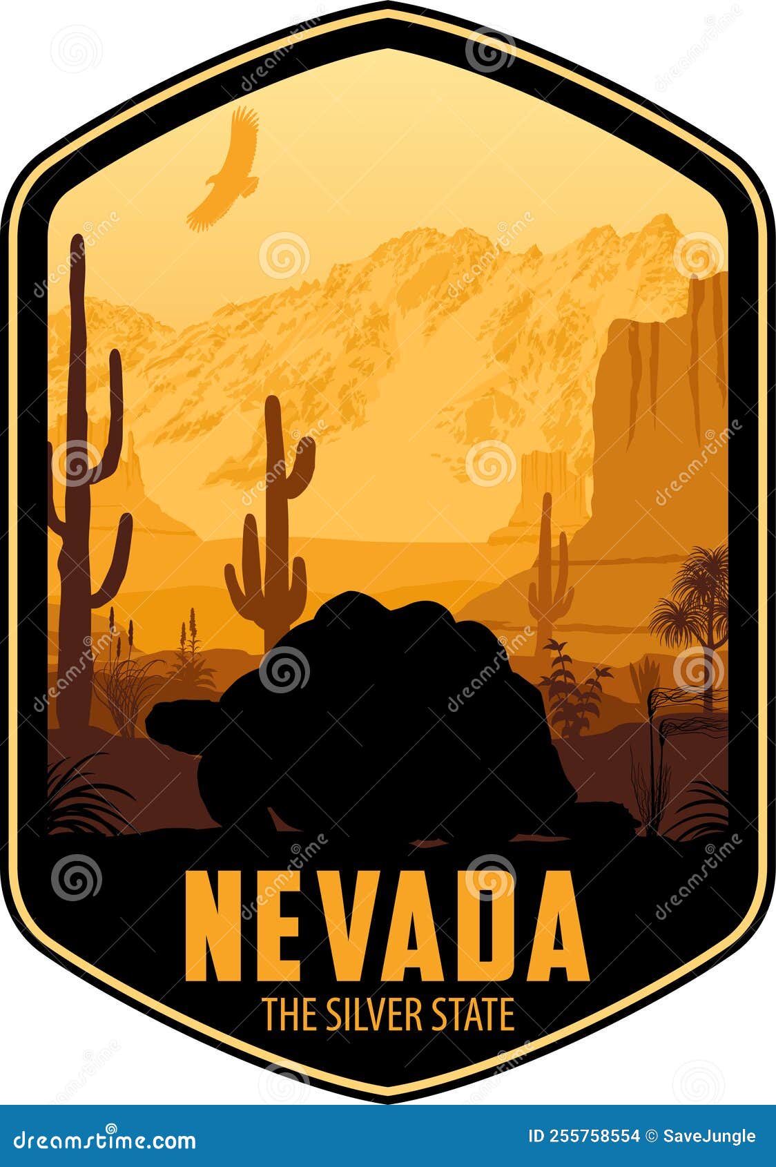 Nevada Vector Label with Desert Tortoise Stock Vector - Illustration of ...