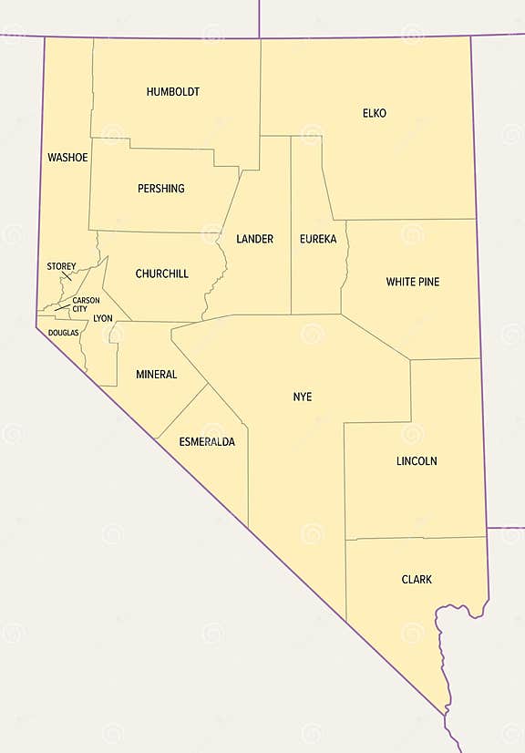 U.S. State of Nevada, Subdivided into 16 Counties and Carson City ...