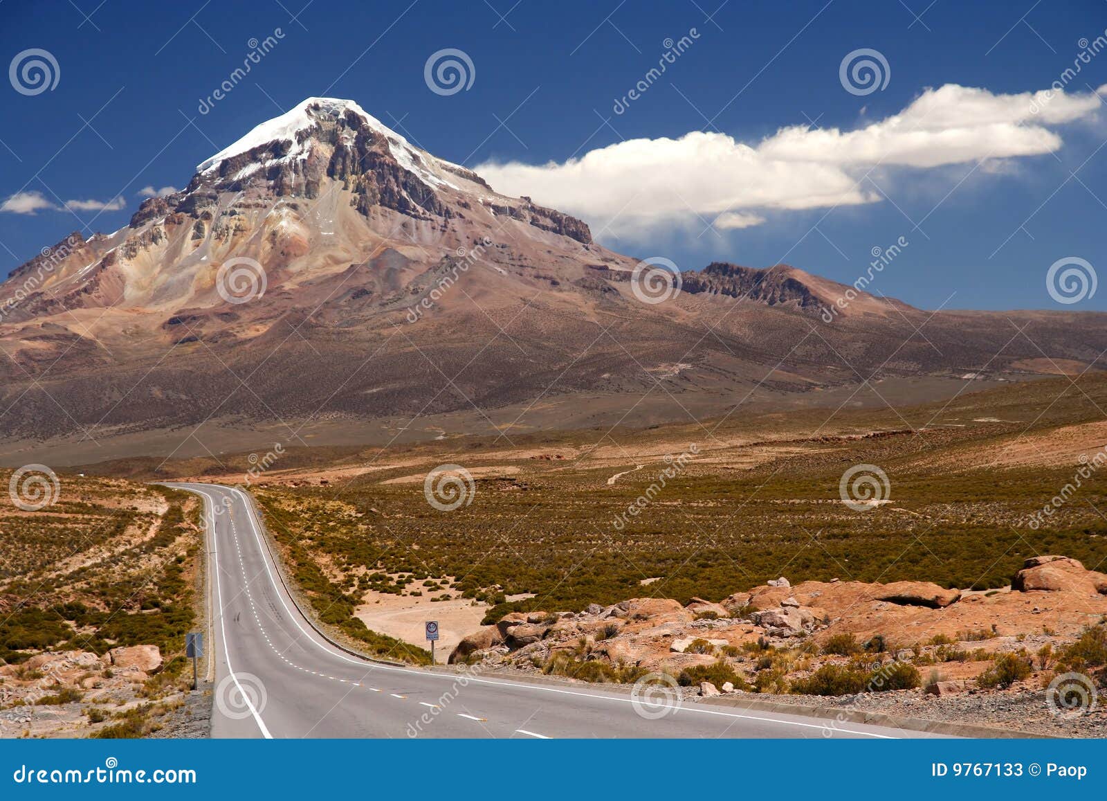 Majestic Nevado Sajama Volcano Stock Image - Image of nature, colorful ...
