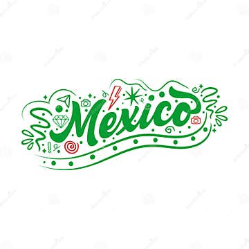 Mexico Name Country Word Text Card, Banner Script Style.Handwritten ...
