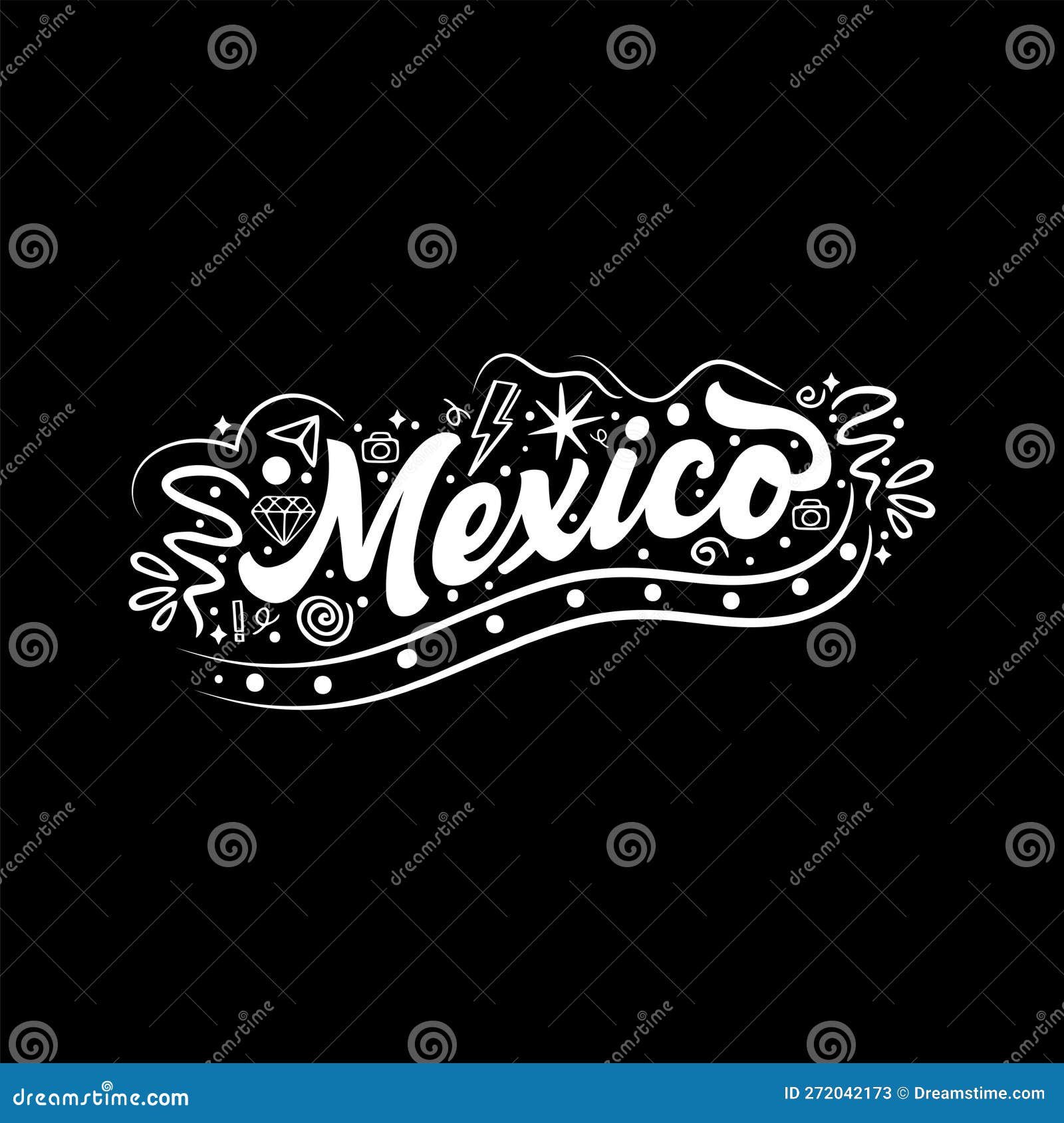 Mexico Name Country Word Text Card, Banner Script Style.Handwritten ...
