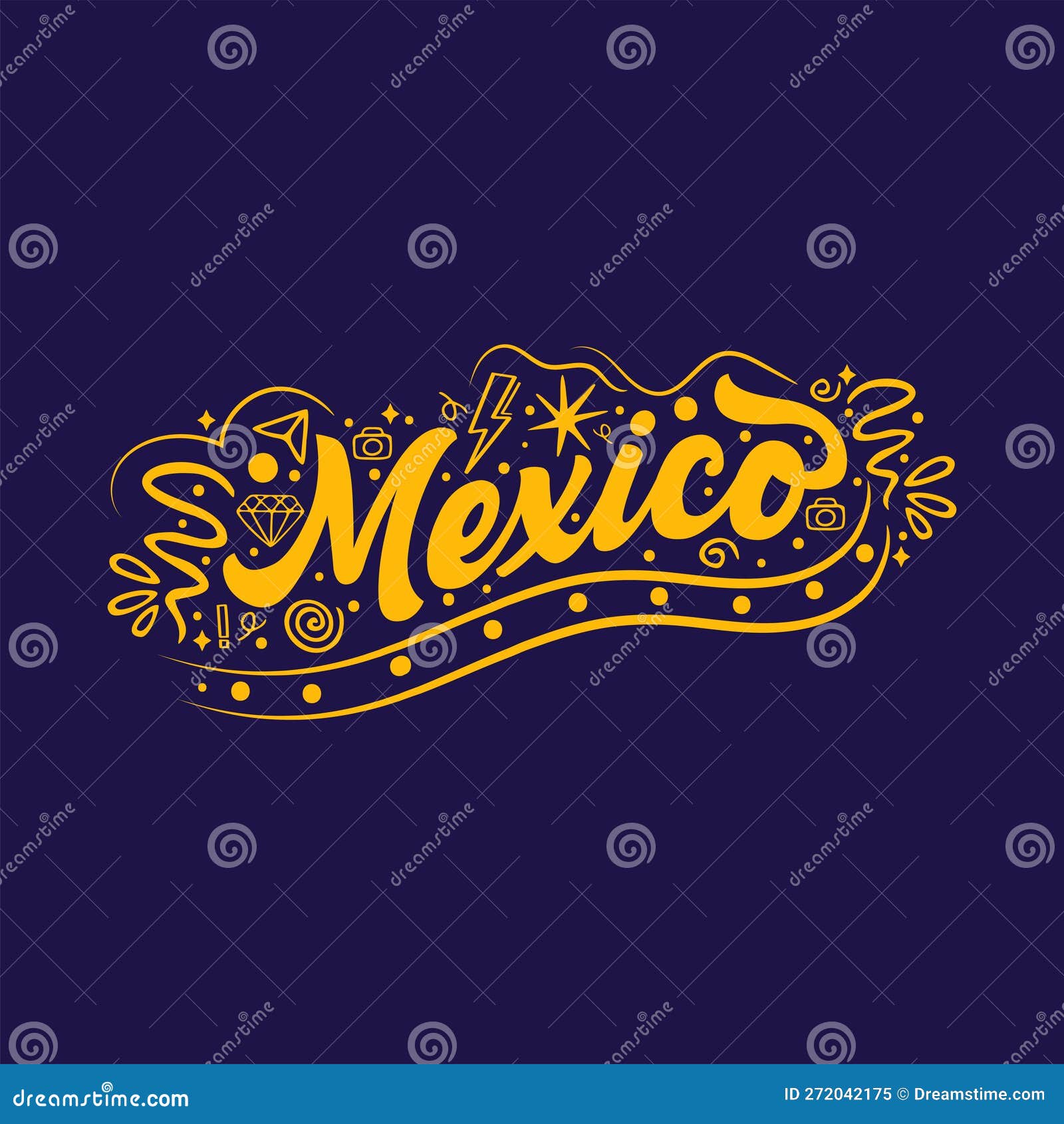 Mexico Name Country Word Text Card, Banner Script Style.Handwritten ...