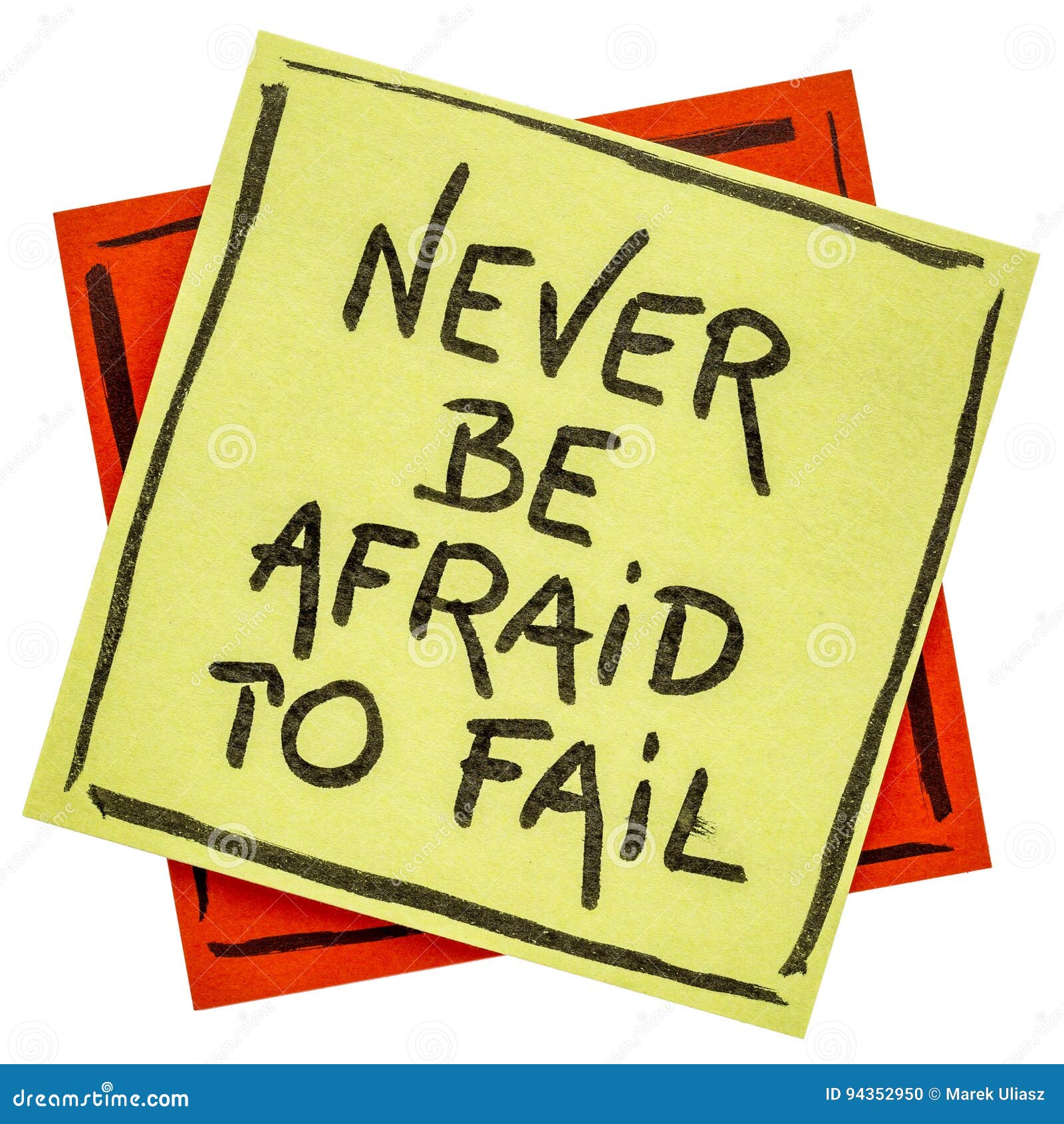 Never Be Afraid To Fail Reminder Note Stock Photo - Image of failure ...