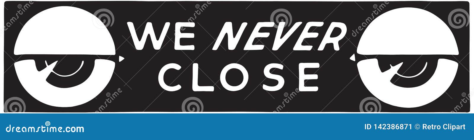 We Never Close 2 stock vector. Illustration of 1940s - 142386871