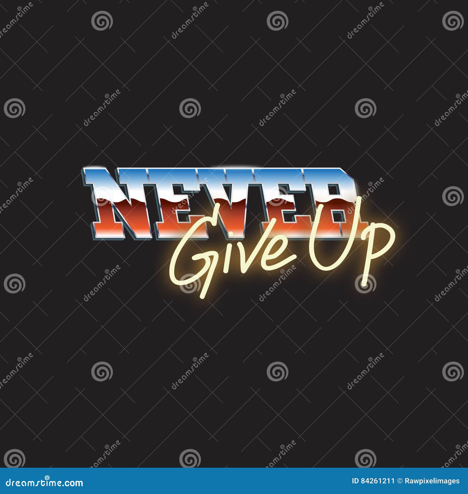 Never Give Up Typography Word Design Concept Stock Vector ...