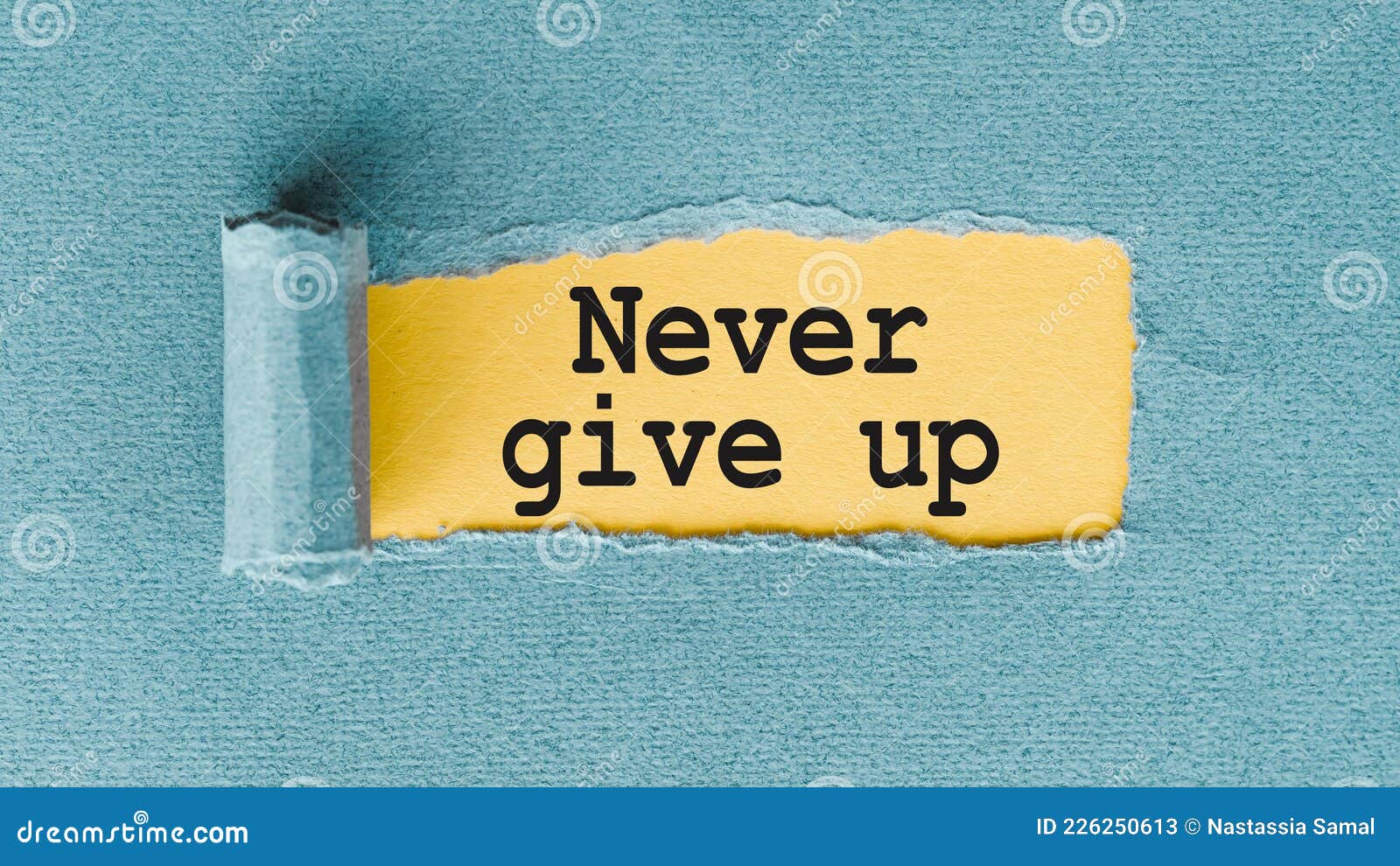 NEVER GIVE UP - Words Written Under Ripped and Torn Paper Stock Image ...