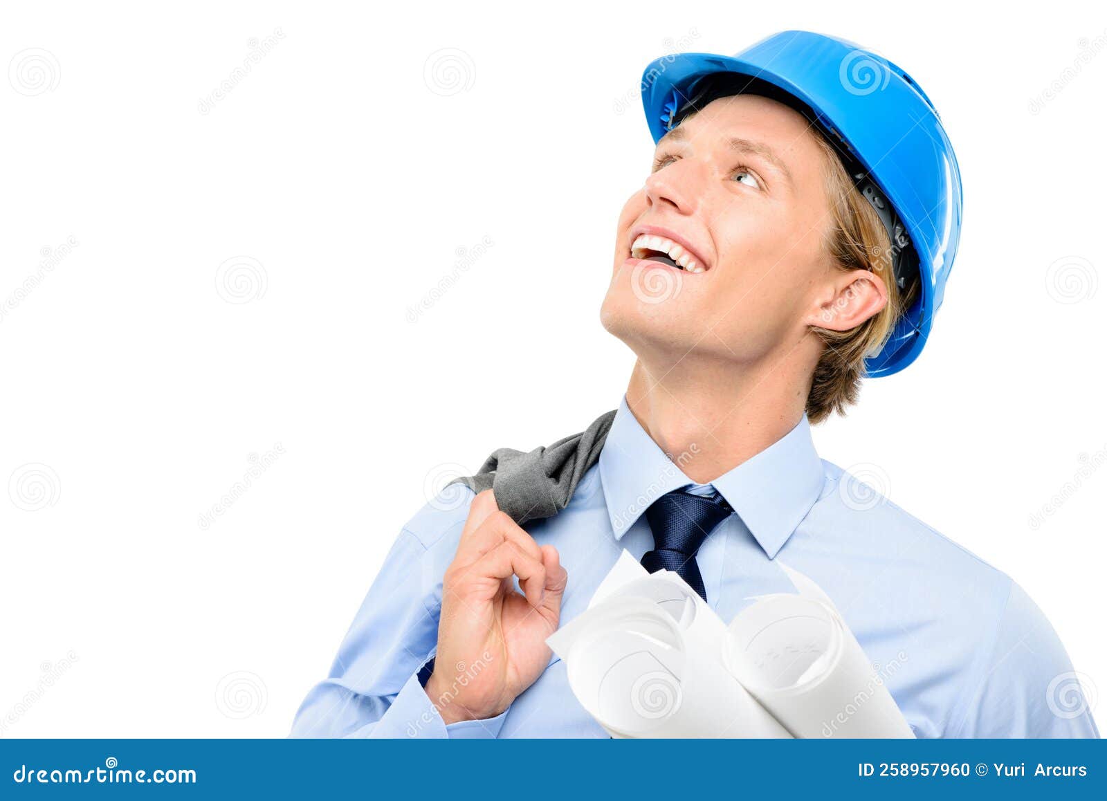 Never Look Down on Your Goals. a Handsome Young Contractor Standing ...