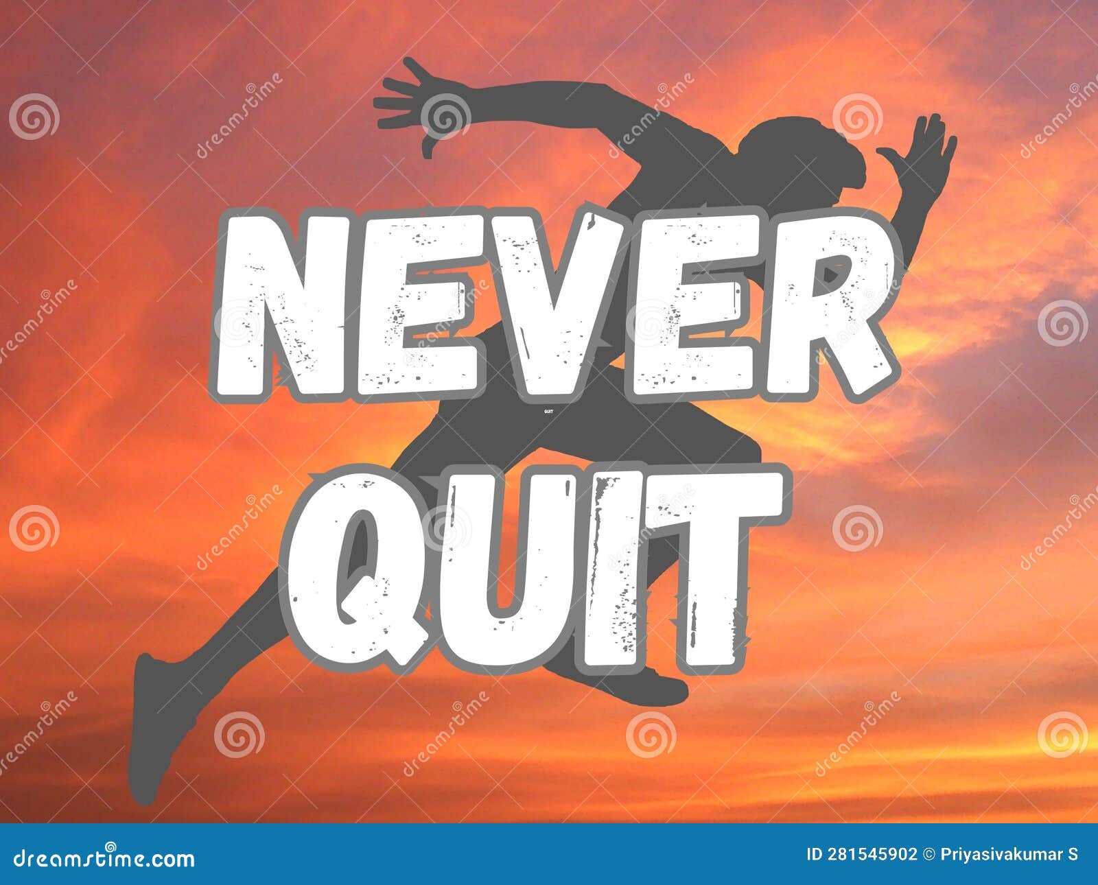Never Quit Quote Man Running without Stopping - 1 Stock Illustration ...