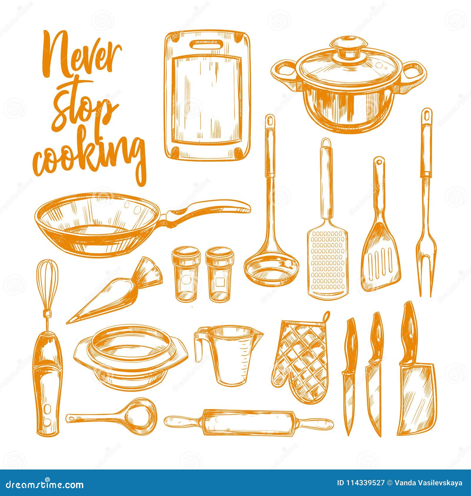 Never stop Cooking vector stock vector. Illustration of poster - 114339527