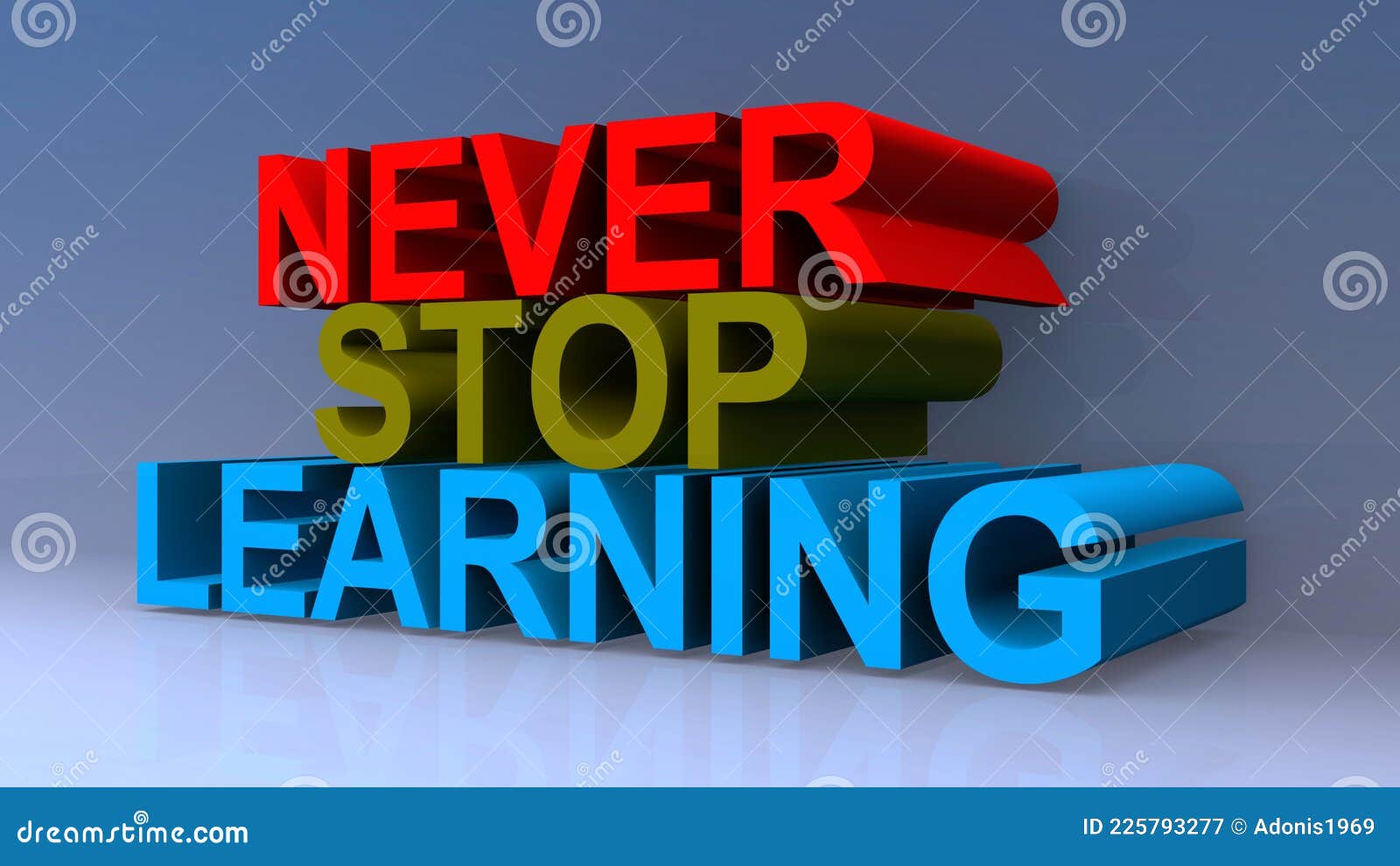 Never Stop Learning on Blue Stock Illustration - Illustration of ...