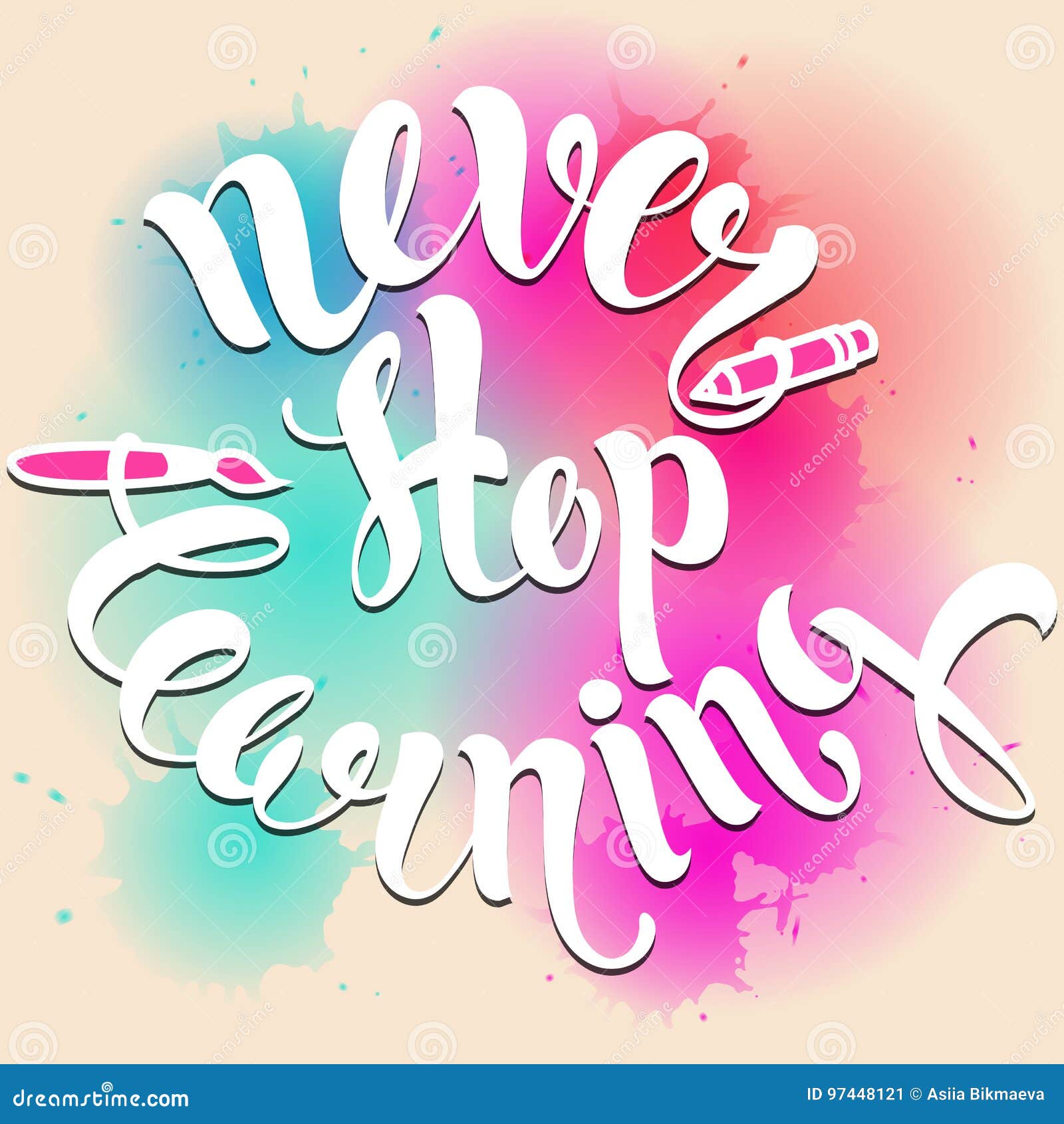Never Stop Learning Lettering. Hand Written Stock Vector - Illustration ...