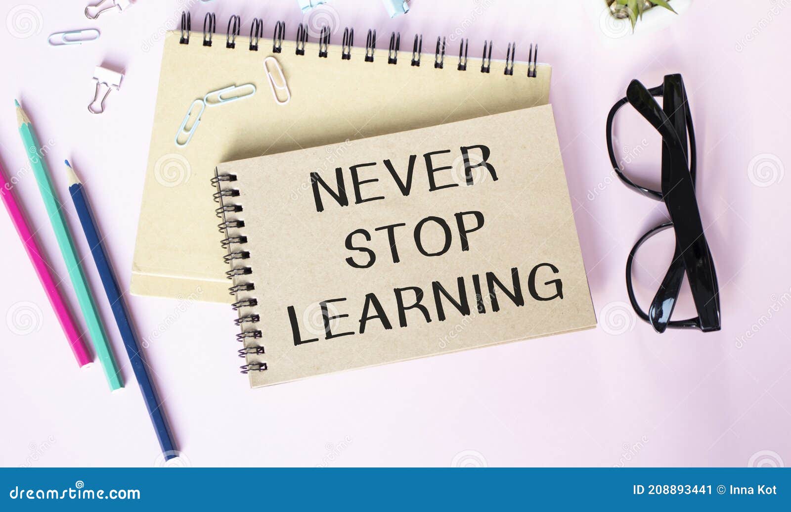 Never Stop Learning Memo Written on a Notebook Stock Image - Image of ...