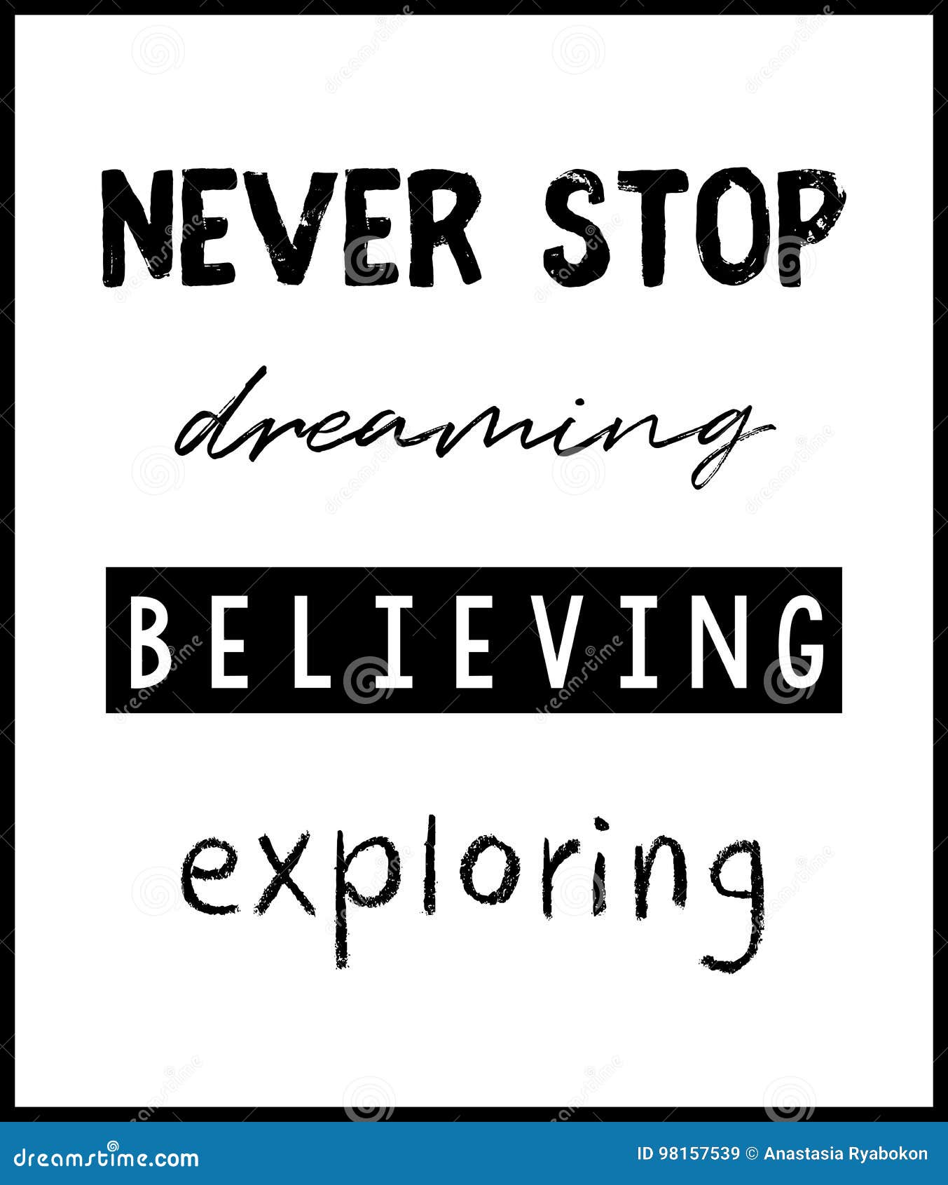 Never Stop Motivational Typography Poster Vector Stock Vector ...