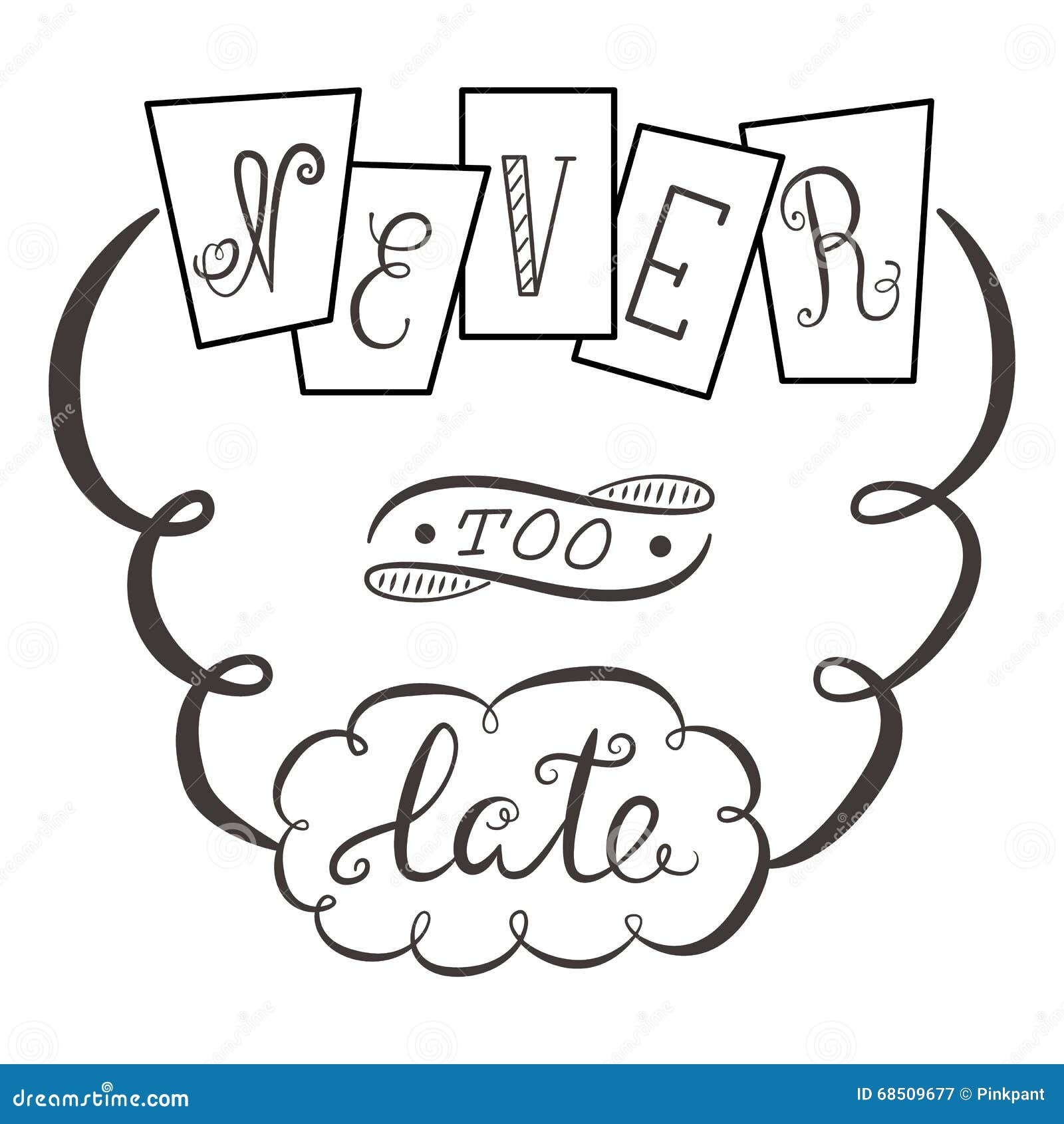 Never Too Late. the Poster with a Motivational Phrase Stock Vector ...