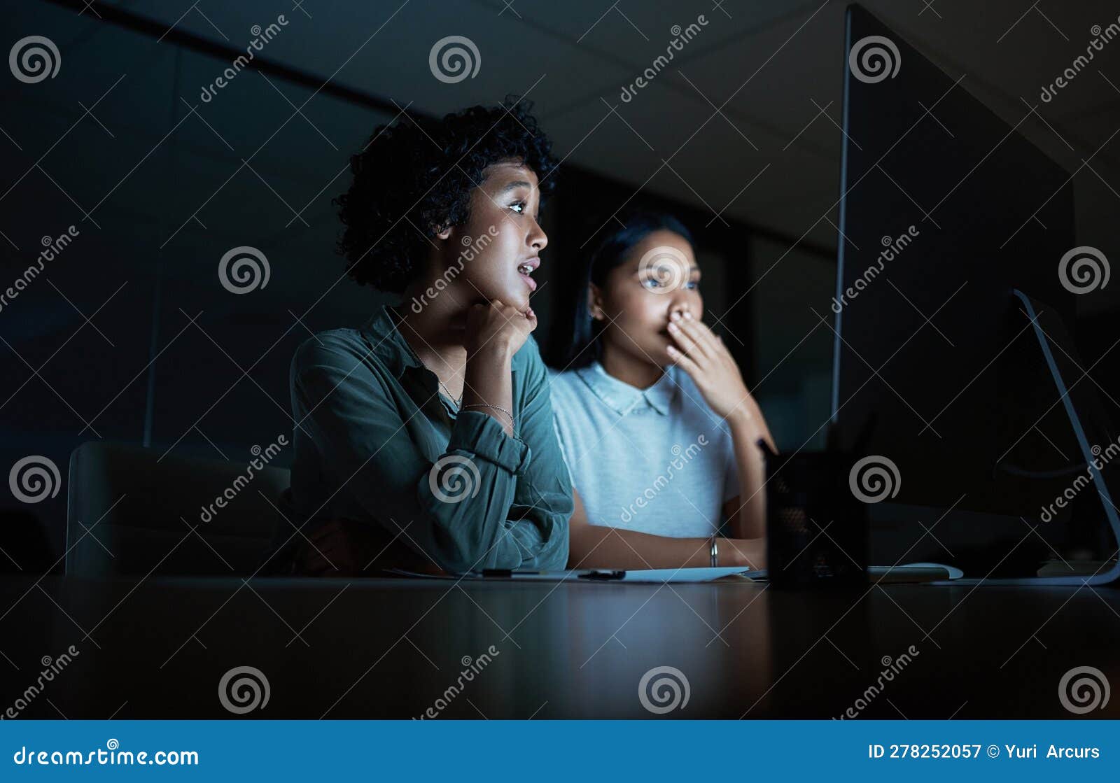 Never Underestimate the Power of a Plot Twist. Two Young Businesswomen Looking Shocked while ...