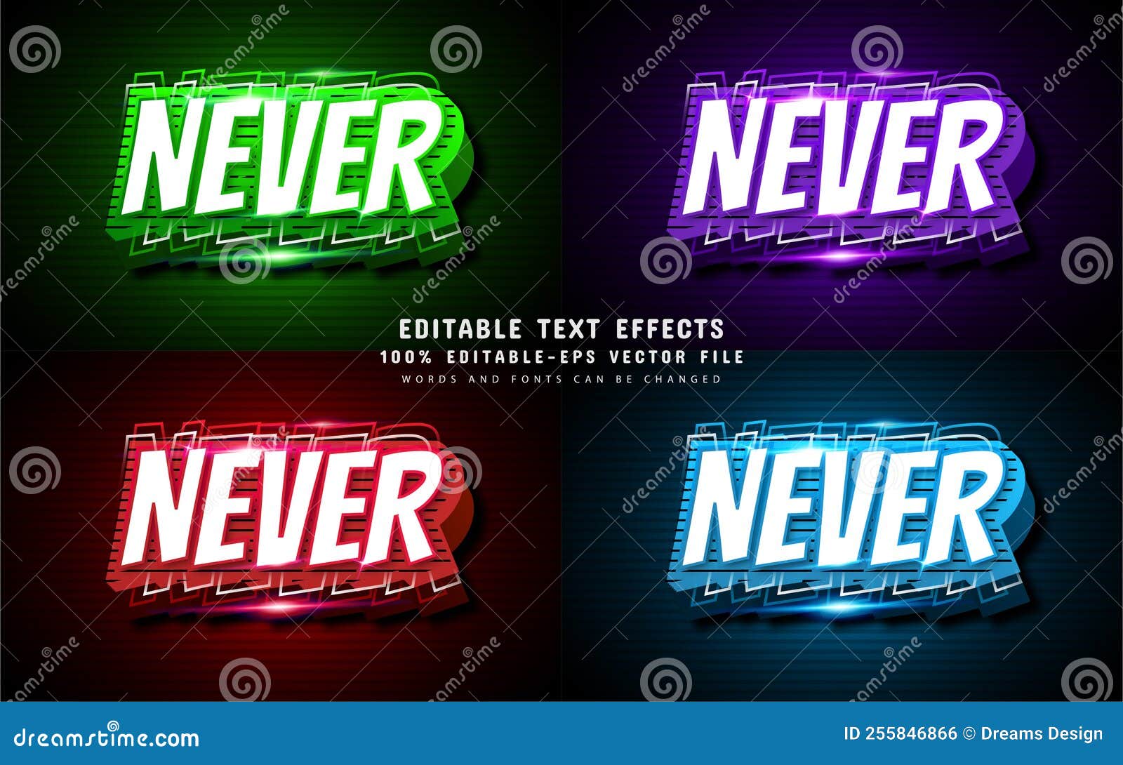 Never Vector Text Effect Design Stock Vector - Illustration of ...
