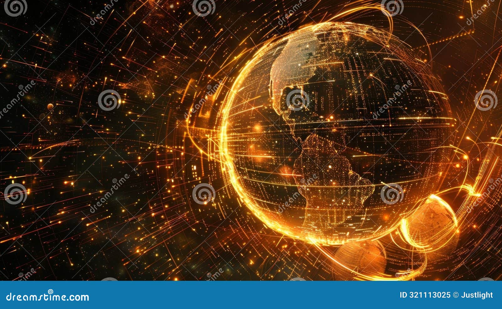 The Neverending Movement of Data Illustrated through a Digital Globe ...