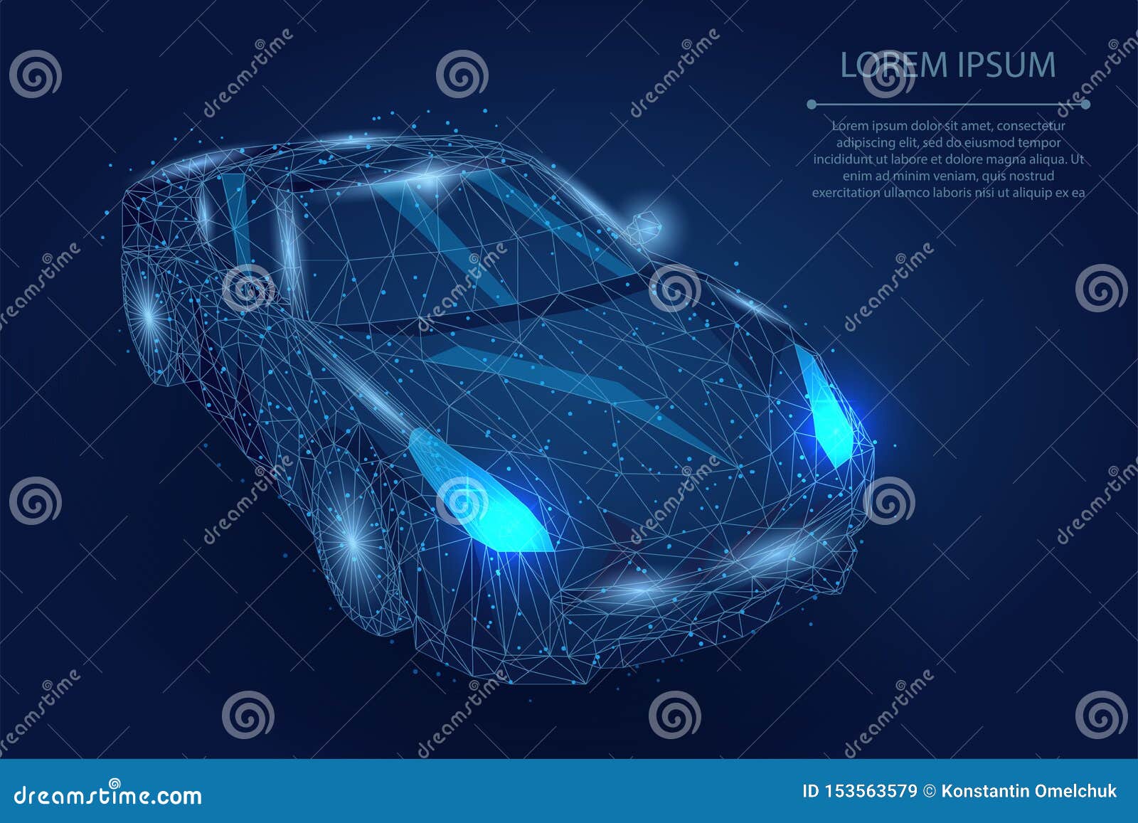 Abstract Mash Line and Point High Speed Motion Car. Polygonal Low Poly ...