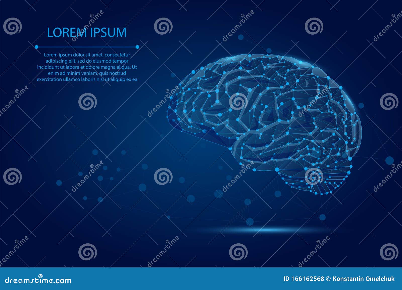 Abstract Mash Line and Point Human Brain. Low Poly Neural Network Stock ...