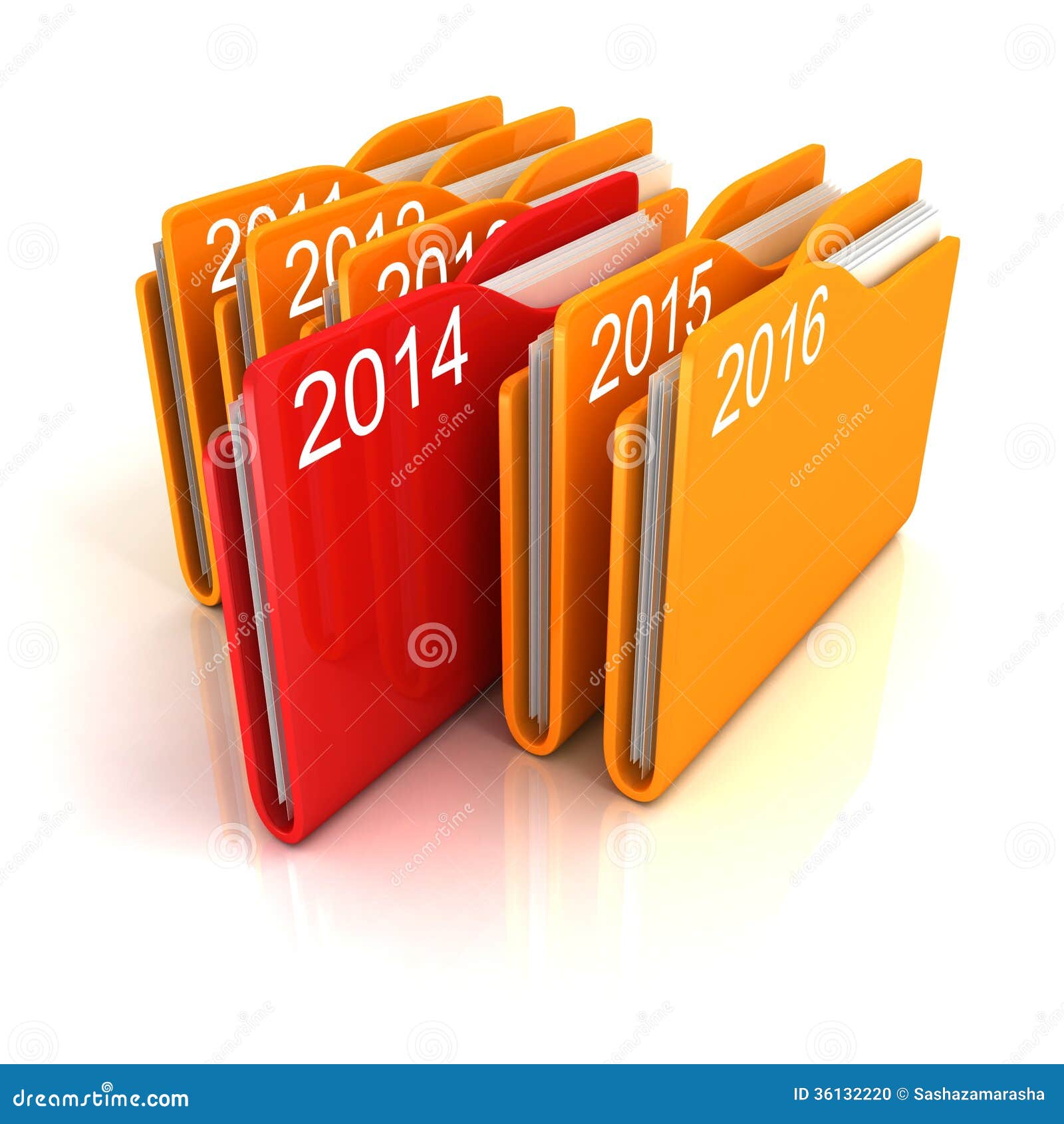 New 2014 Year Red Office Paper File Folders Row Stock Illustration ...