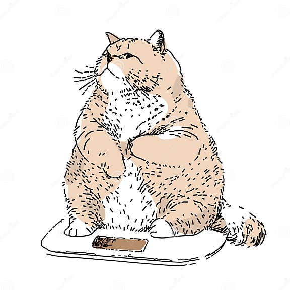 A Large Cat with an Overweight Problem is Being Weighed Stock ...
