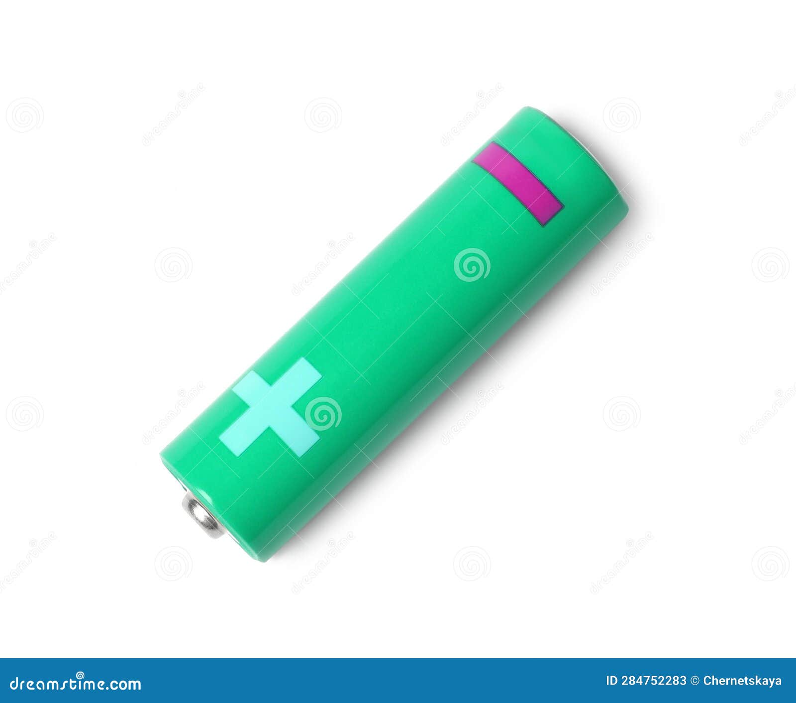 New AA Size Battery Isolated on White, Top View Stock Image - Image of ...