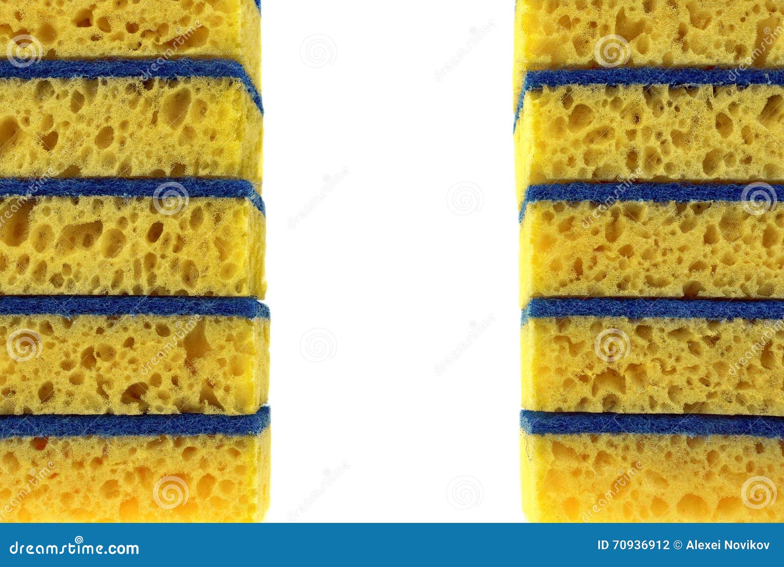 New Absorbent Sponge in Stack Isolated on White Stock Photo - Image of ...