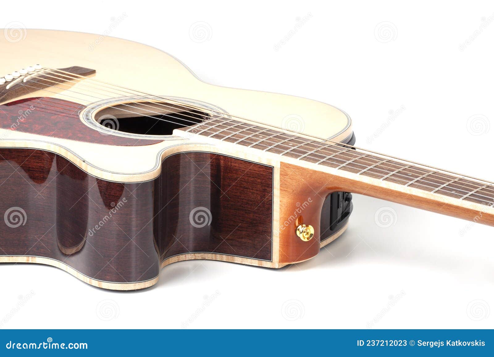 New Acoustic Guitar Close Up Stock Image - Image of music, string ...