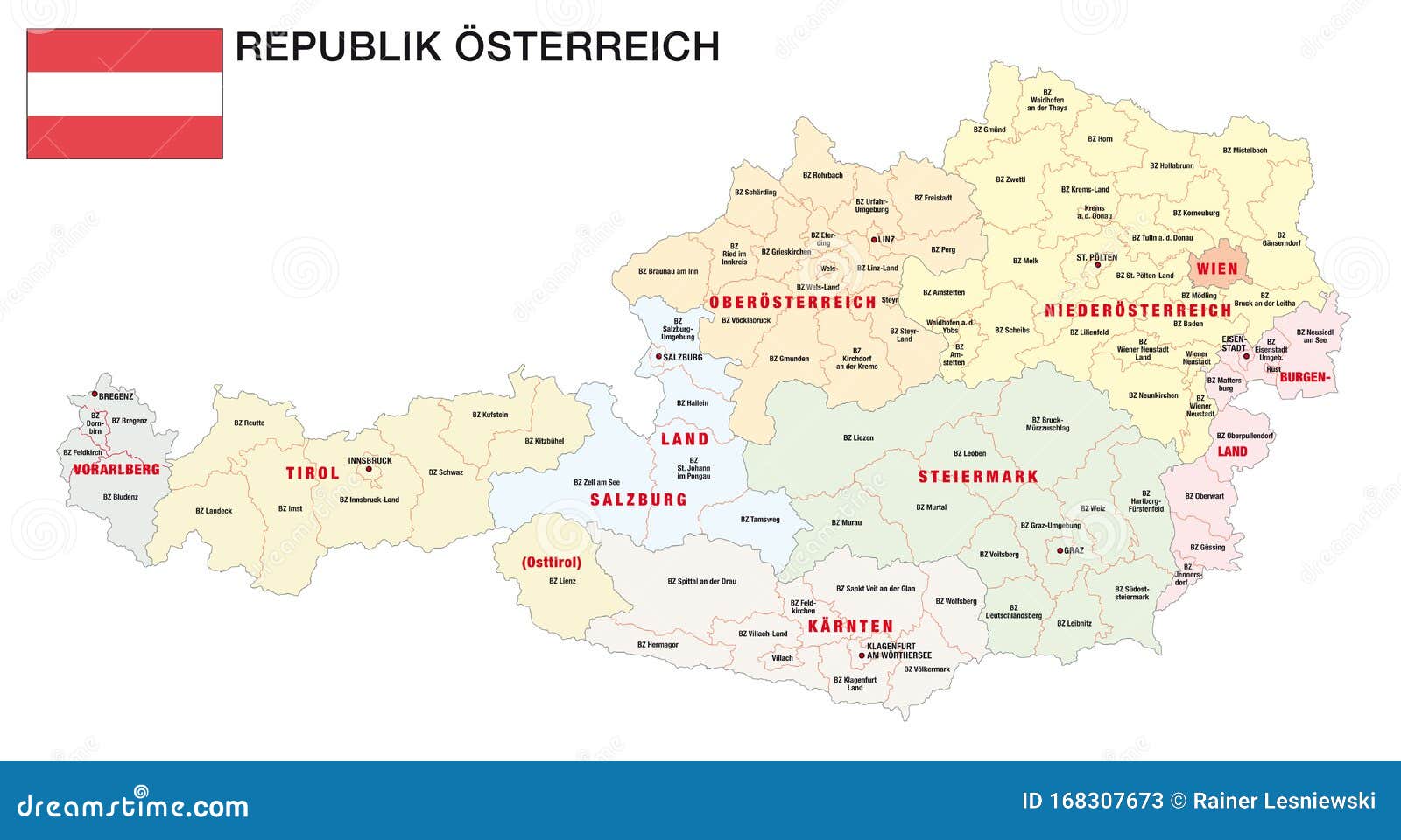 New Administrative and Political Map of Austria in German Language 2020 ...