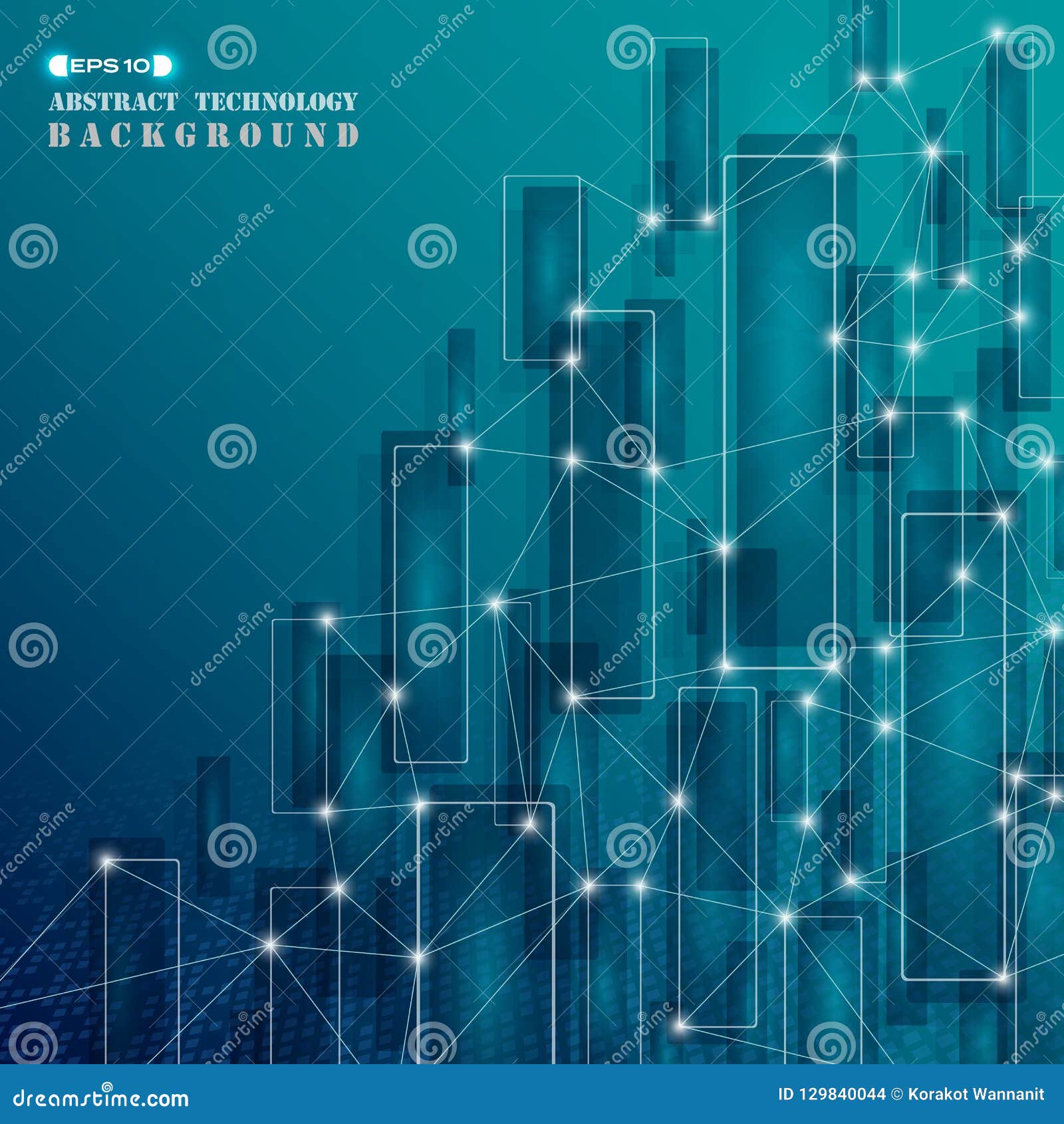 New Age of Crystal Blue Square Geometric Technology Patterns Background ...