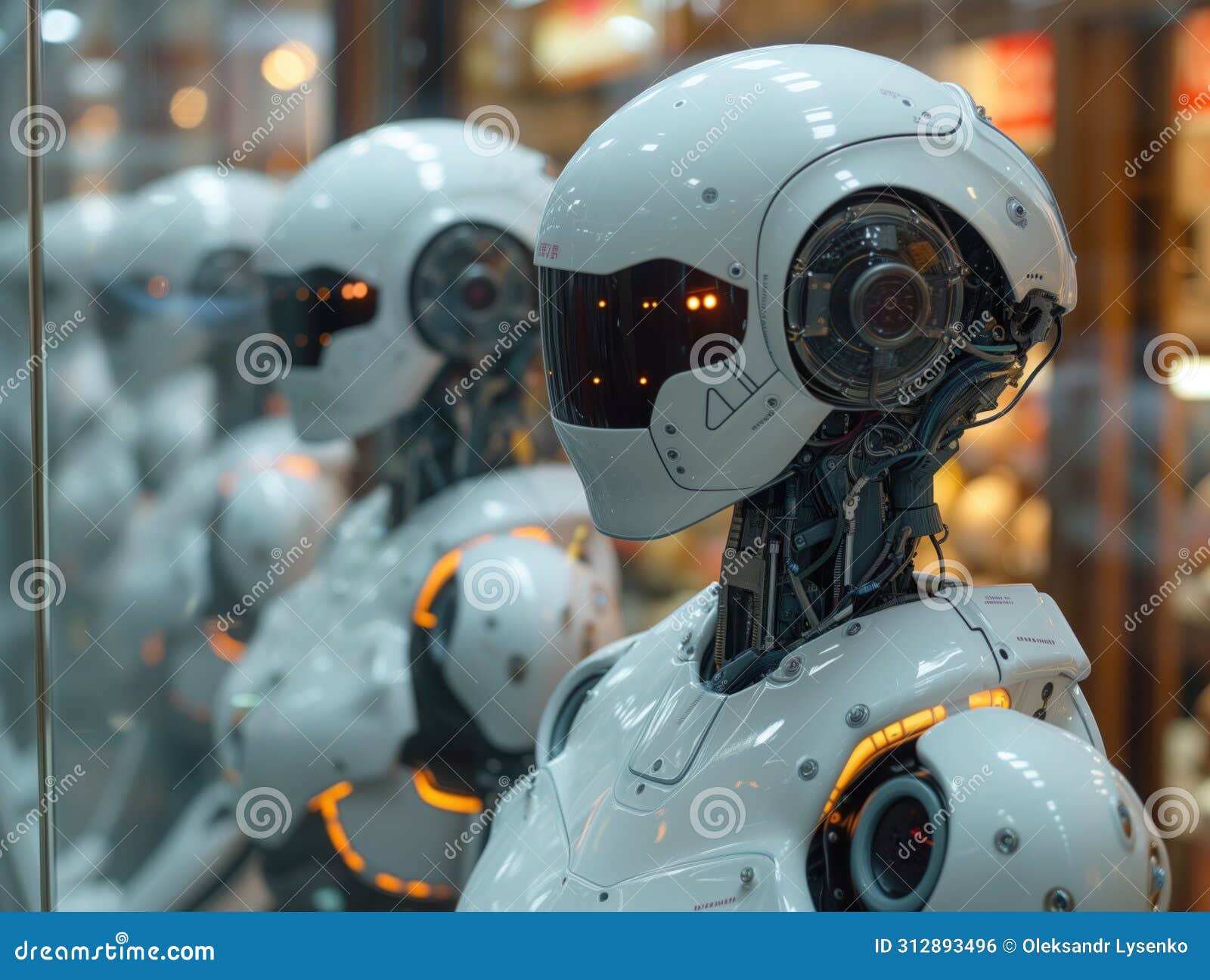 New Androids Standing in a Row Stock Illustration - Illustration of ...