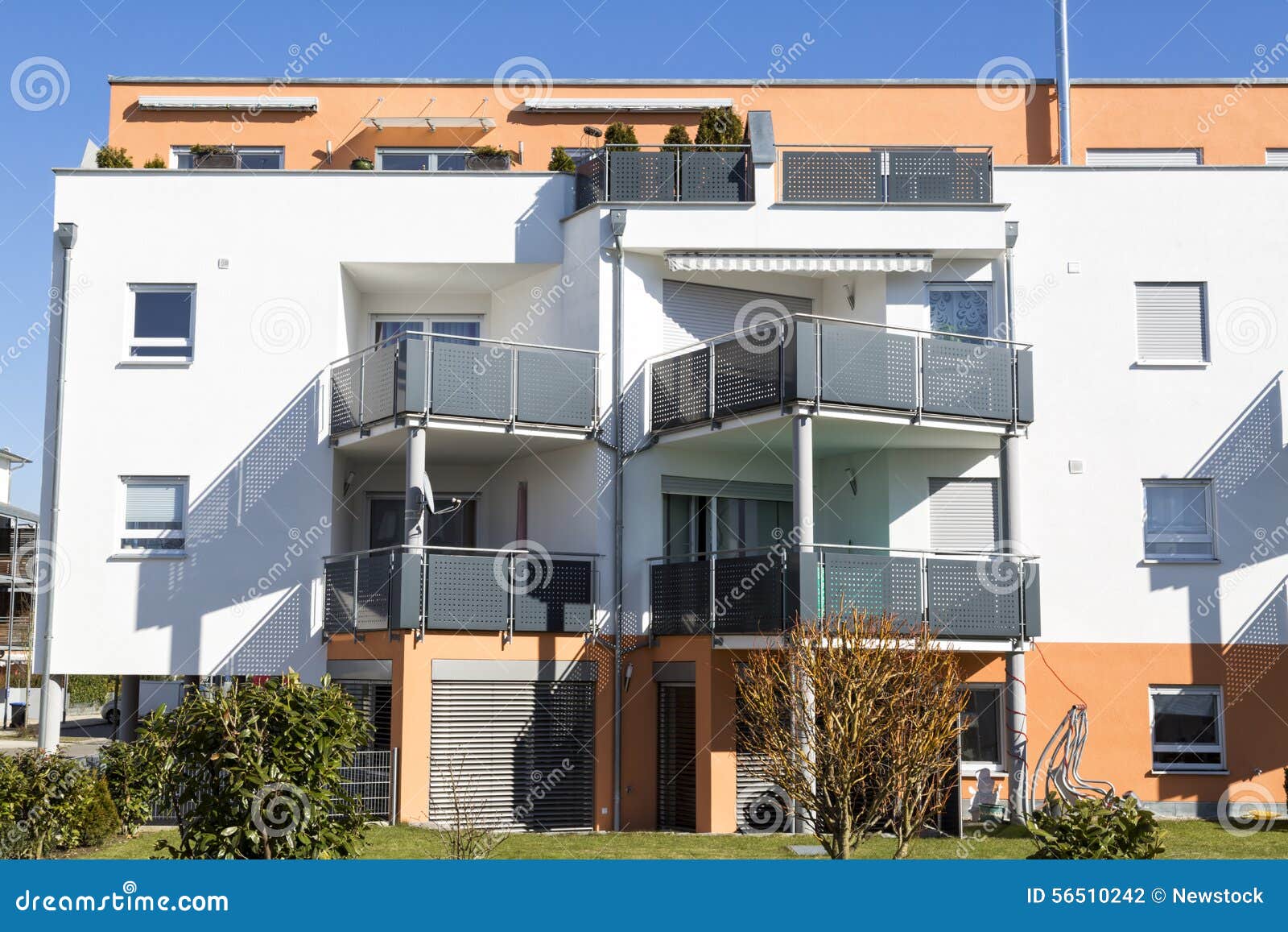 New Apartment with Balconies Stock Photo - Image of development ...