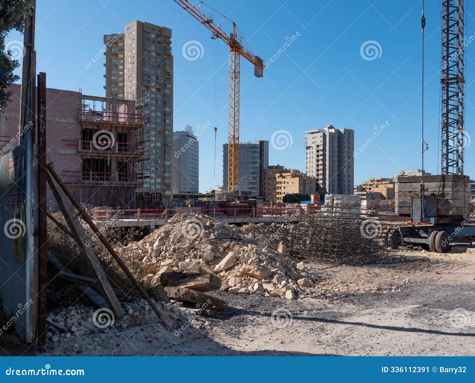 New Apartment Building Under Construction. Building Site Stock Image ...