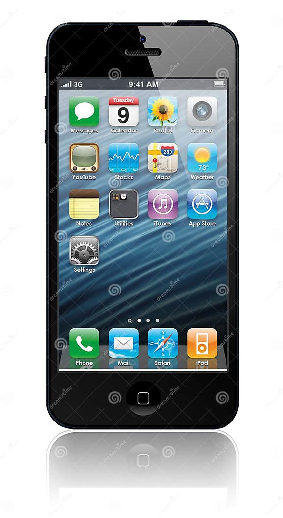 New Apple IPhone 5 with Icons Inside Editorial Image - Illustration of ...