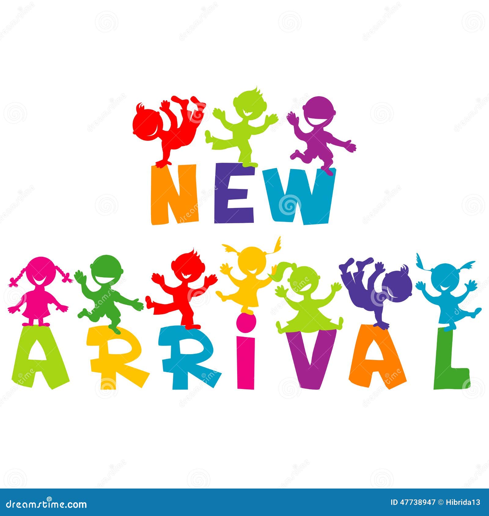 NEW ARRIVAL Concept with Children Stock Vector - Illustration of girl ...