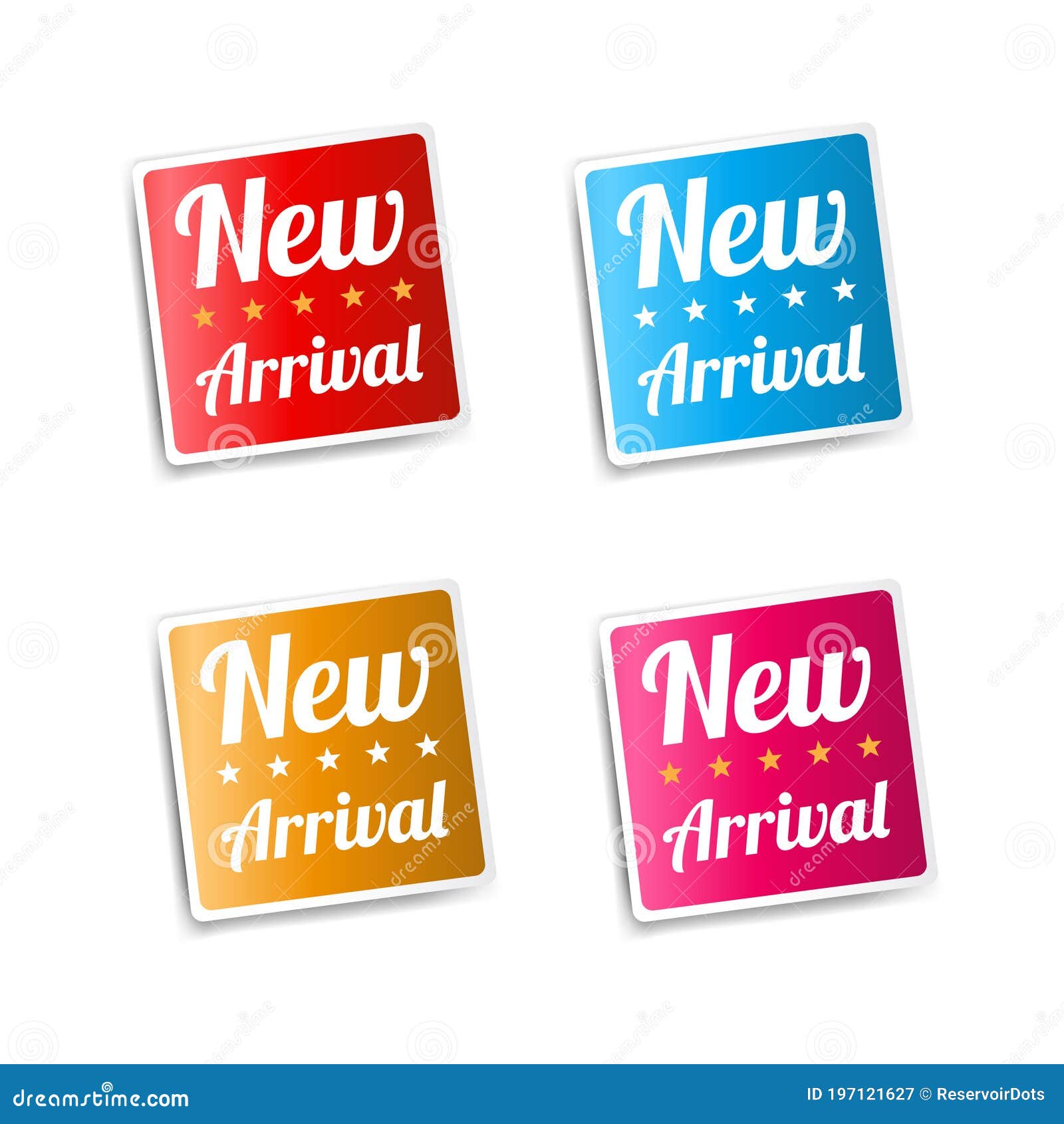 New Arrival Stickers stock vector. Illustration of retail - 197121627