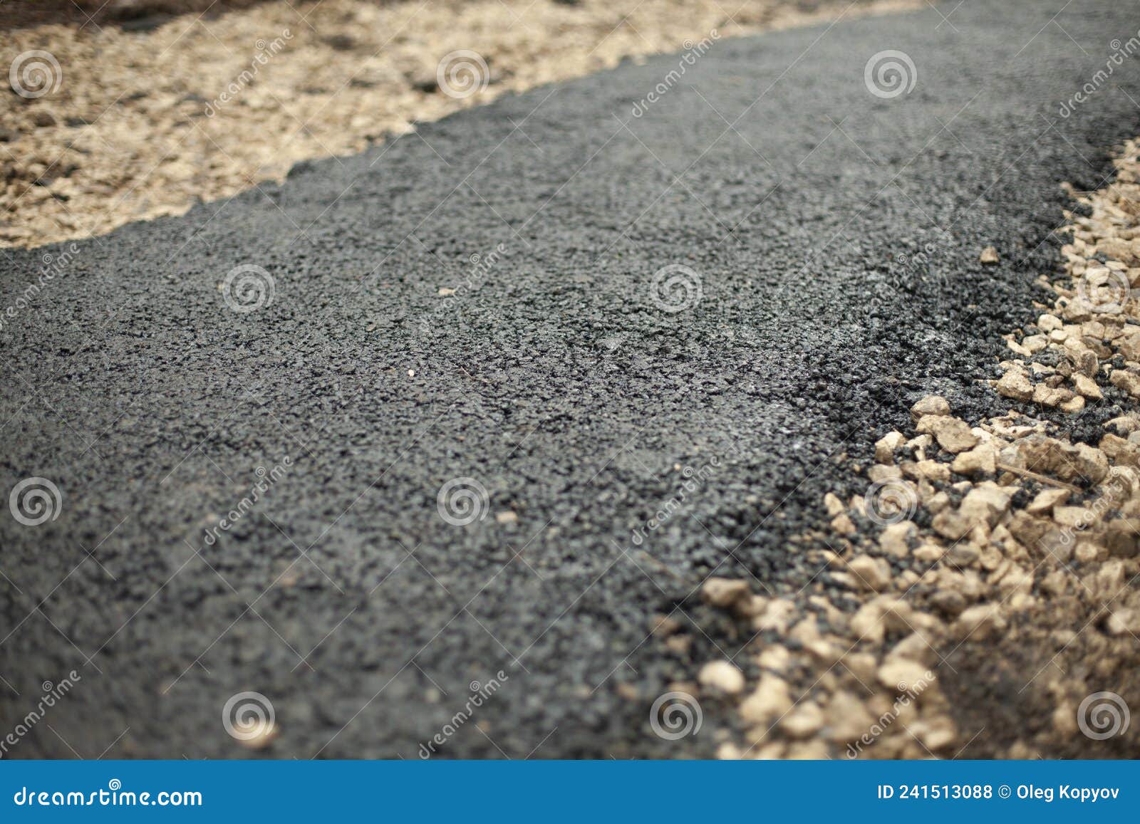 New Asphalt. Construction of Path in Park Stock Photo - Image of lawn ...