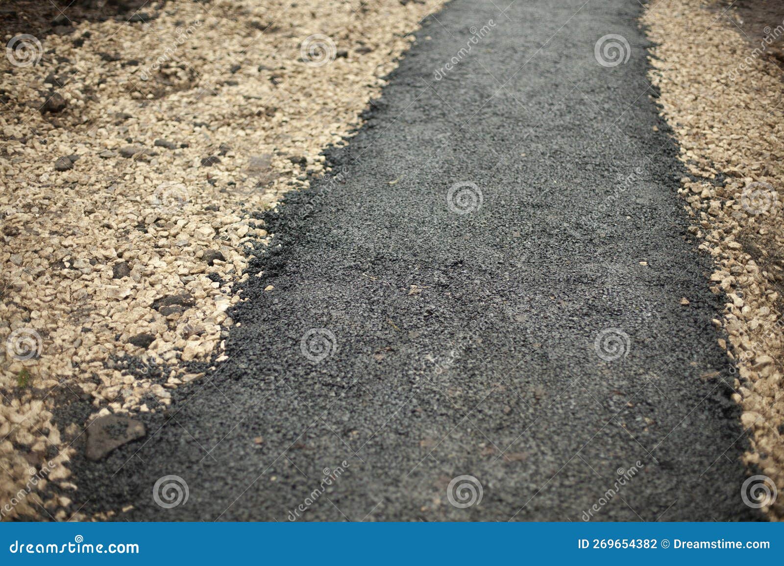 New Asphalt. Construction of Path in Park Stock Photo - Image of laying ...