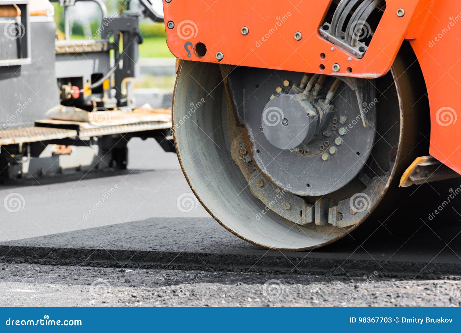 New asphalt laying stock image. Image of machine, paving - 98367703
