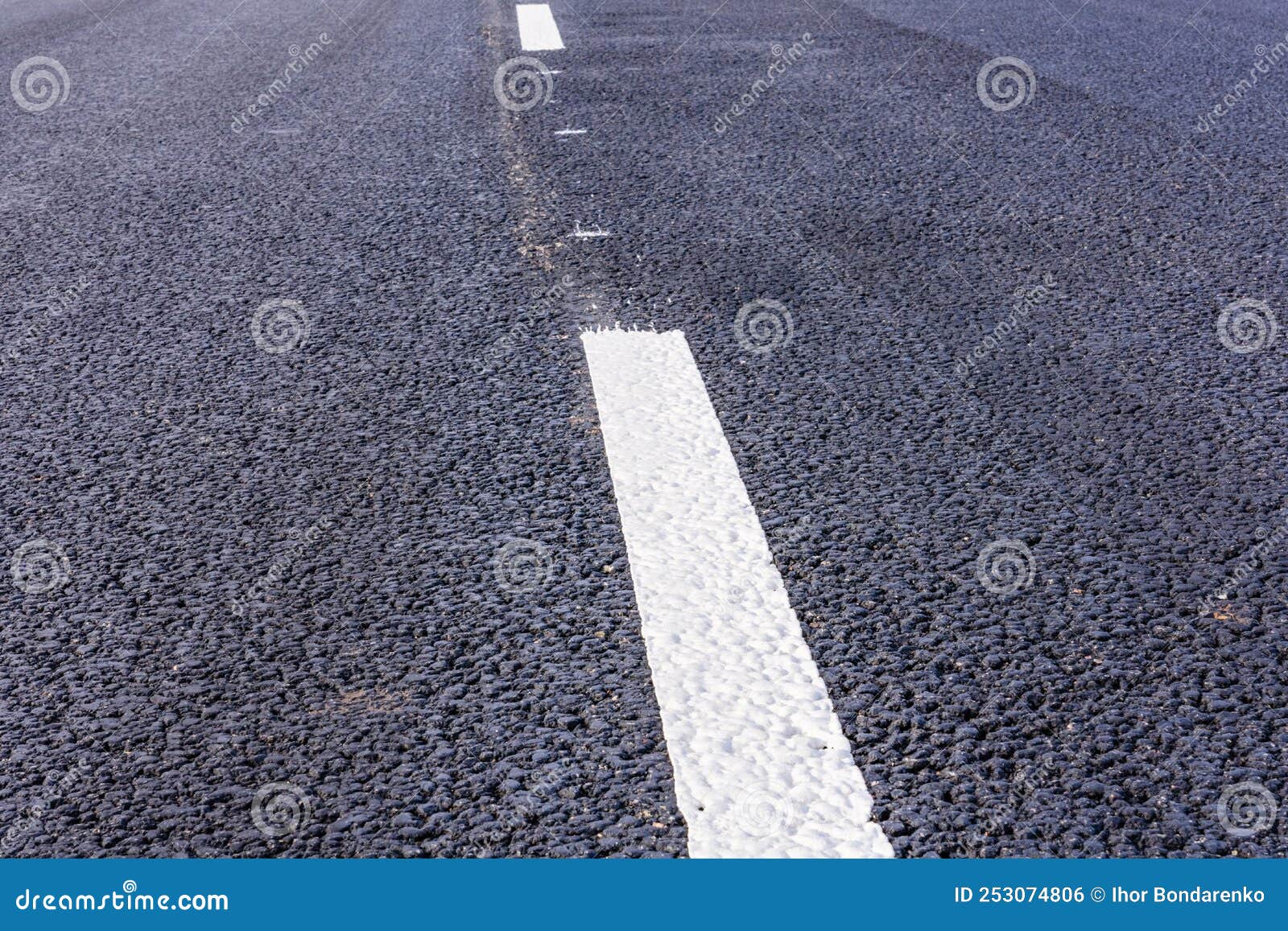 New Asphalt Road with the White Dividing Strip Stock Photo - Image of ...