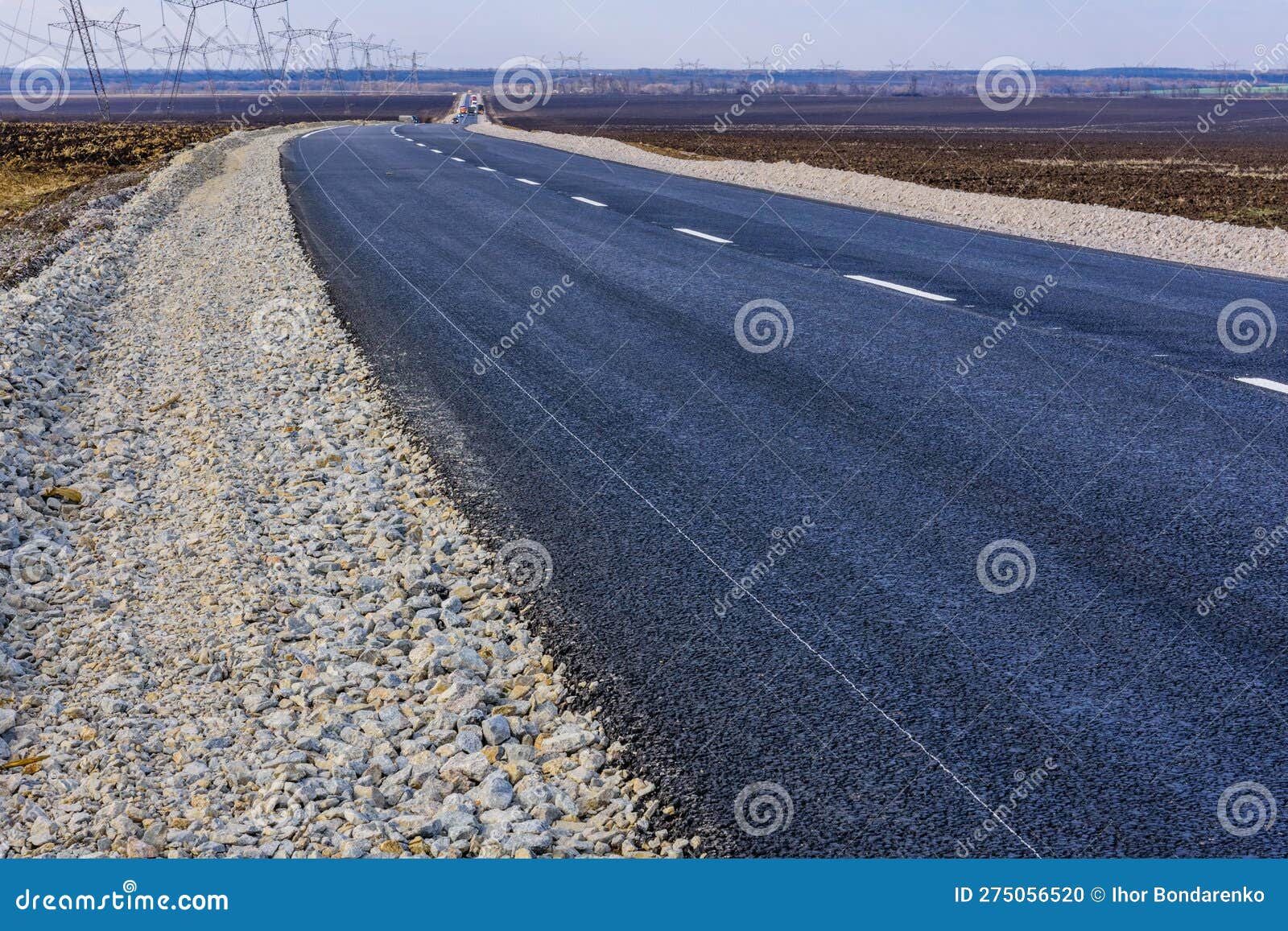 New Asphalt Road with the White Dividing Strip Stock Photo - Image of ...